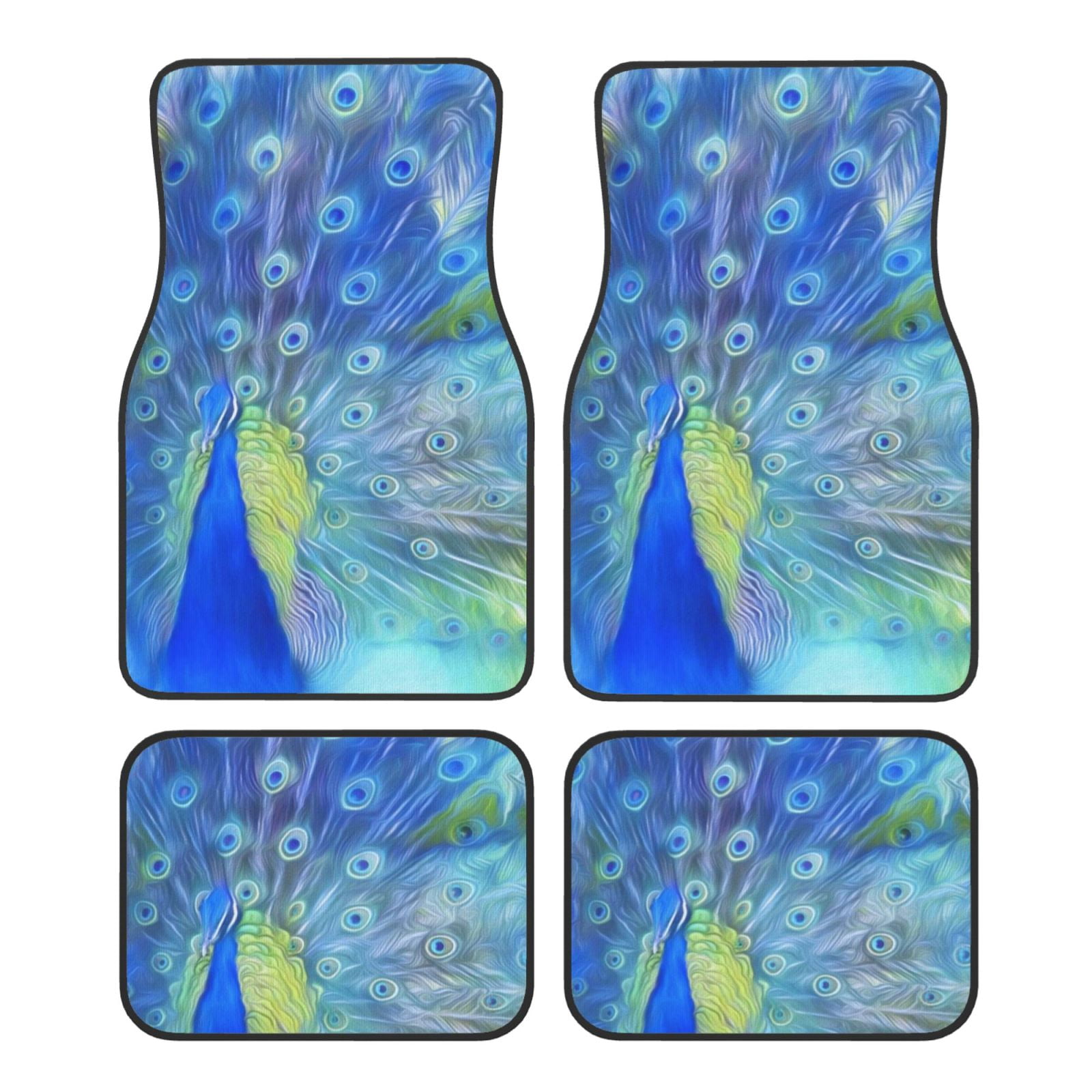 Pofeuu Peacock Print Car Foot Mat Set of 4 Pieces - All-Weather Full ...