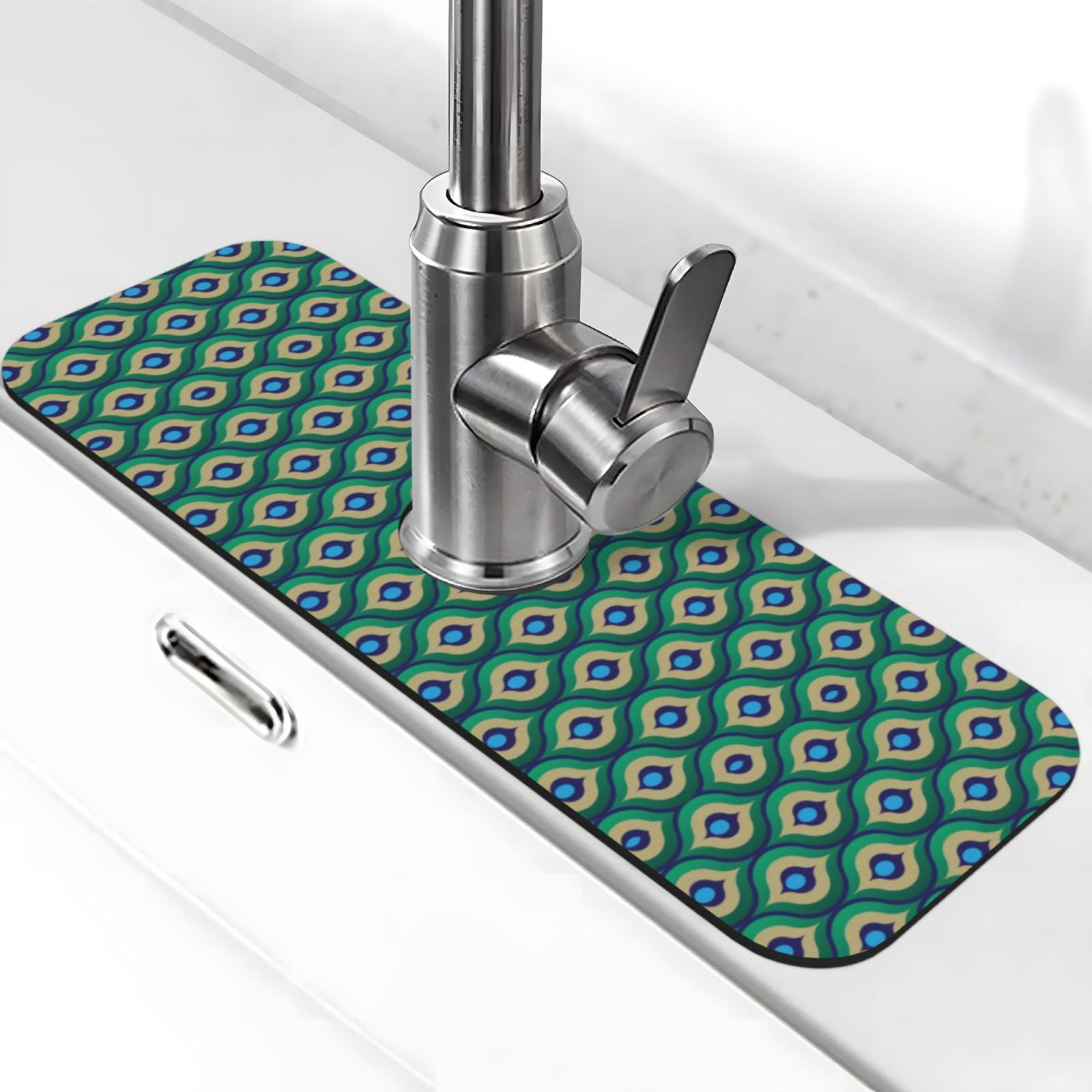 Pofeuu Peacock'S Tail Print Splash Guard for Sink Faucet Sink Gadgets ...