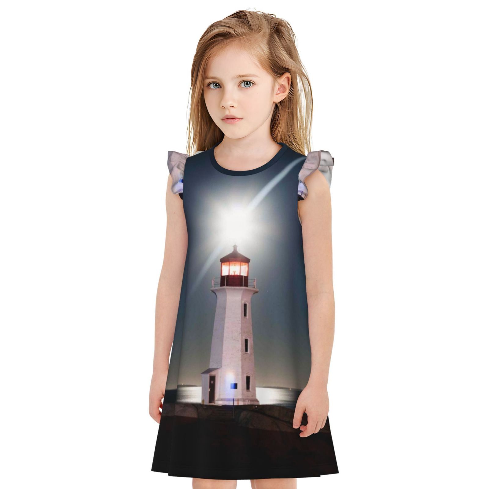 Pofeuu Peggy's Cove Lighthouse Print Girls Nightgowns, Nightgown ...