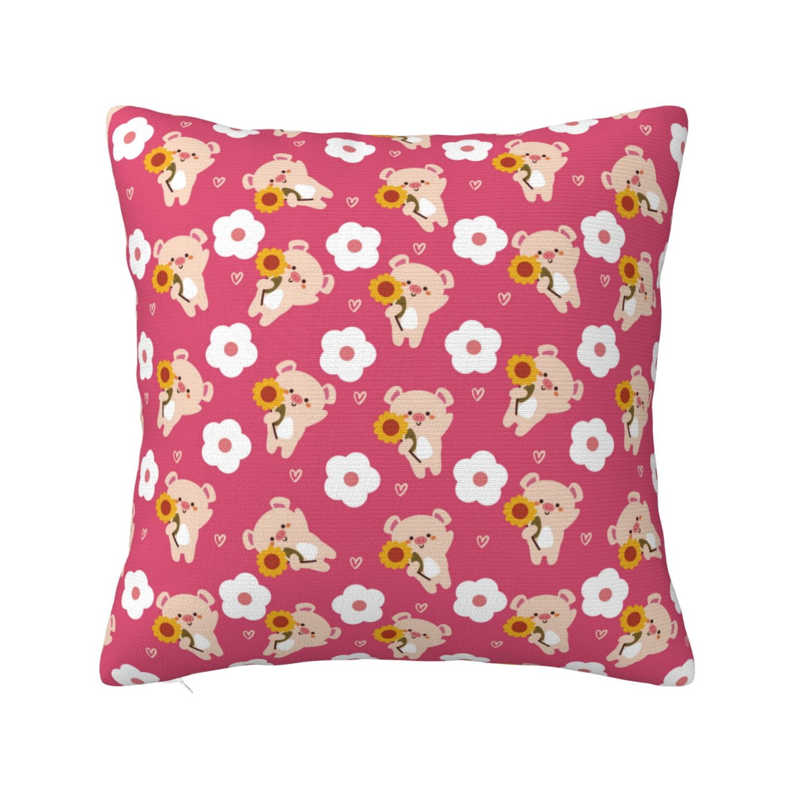 Pofeuu Piggy Sunflower Print Double-sided plush pillowcase Square Throw ...