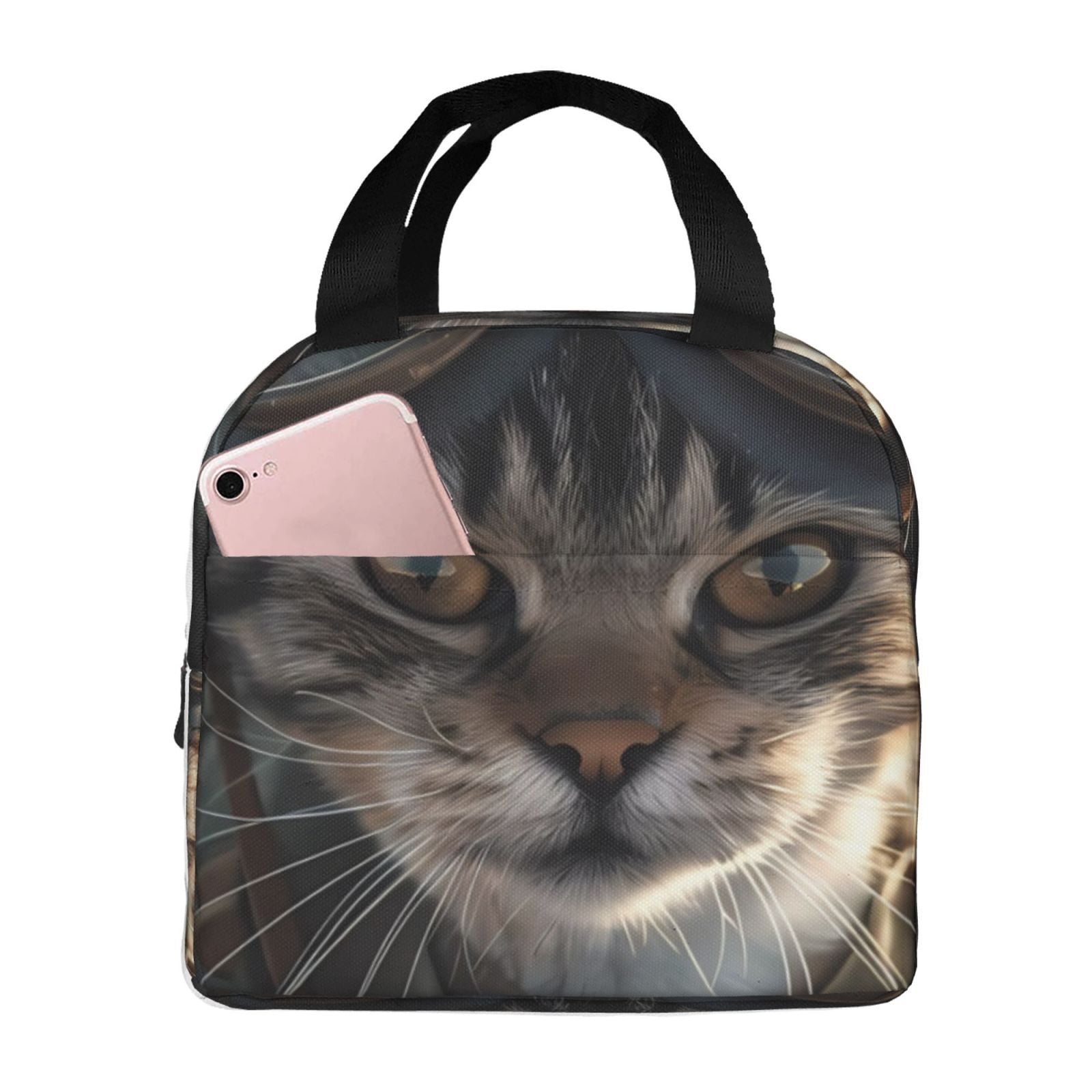 Pofeuu Pilot Cat In Vintage Plane Print Lunch Bag Lunch Box Insulated ...