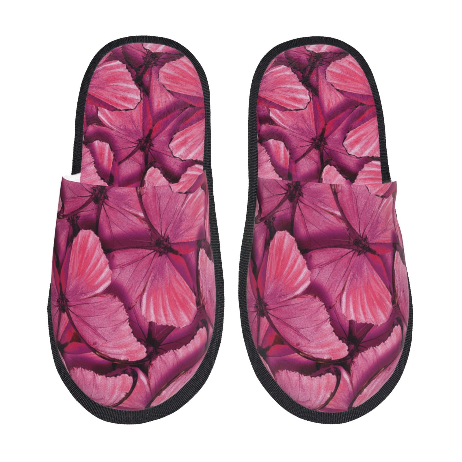 Pofeuu Pink Butterfly Print EVA Fuzzy House super light Slippers ...