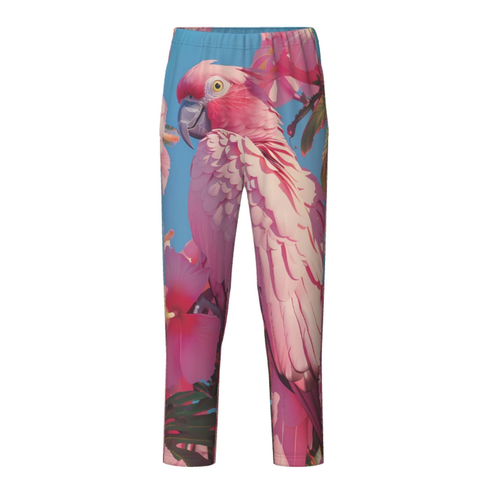 Pofeuu Pink Parrot Tropical Blossoms Print Teenagers' Pajama Pants ...