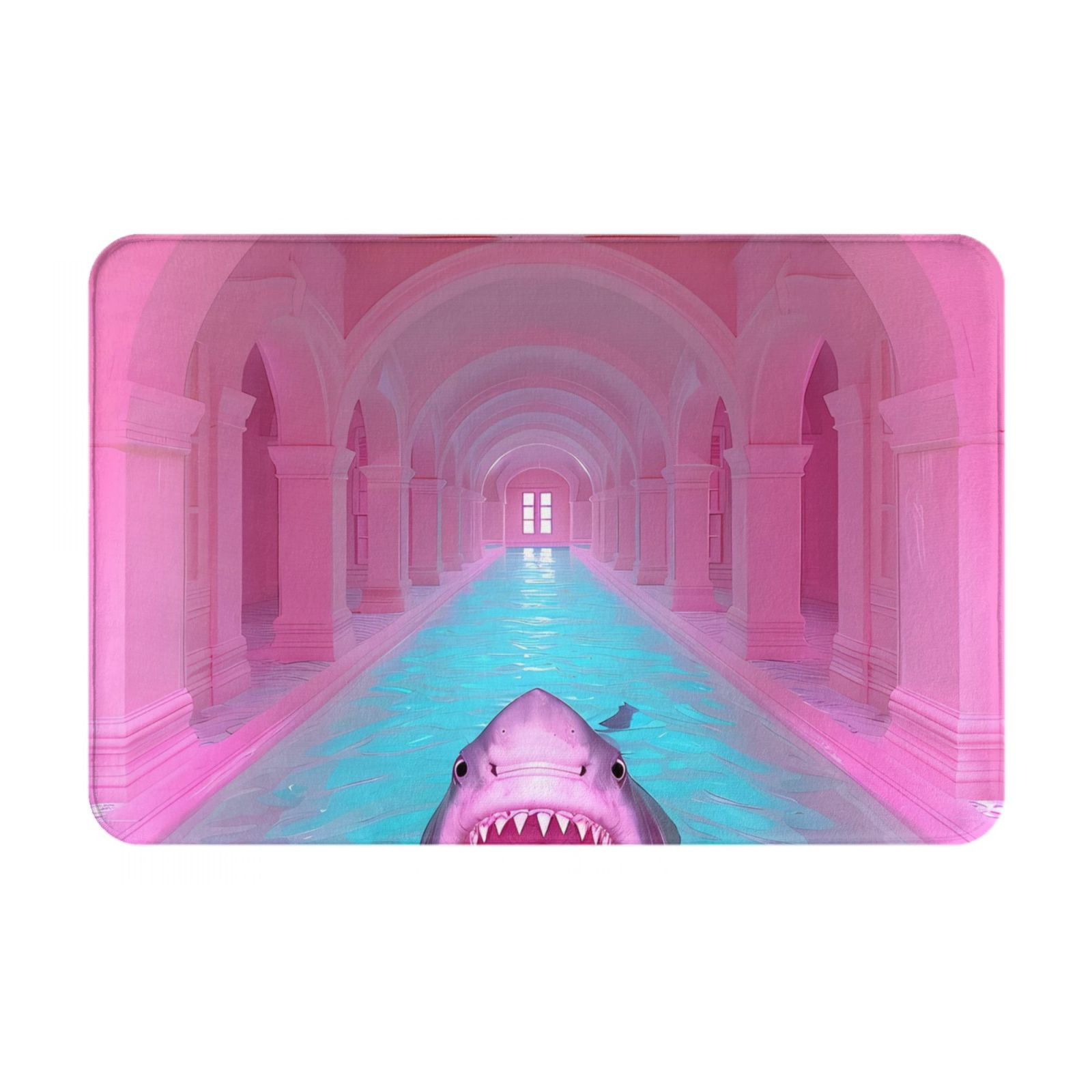 Pofeuu Pink Shark Pool Fantasy Print Flannel Doormats Rug16"x24"Rug ...