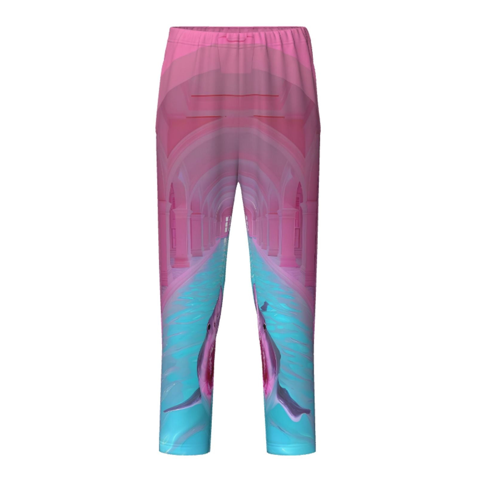 Pofeuu Pink Shark Pool Fantasy Print Teenagers' Pajama Pants, Soft ...