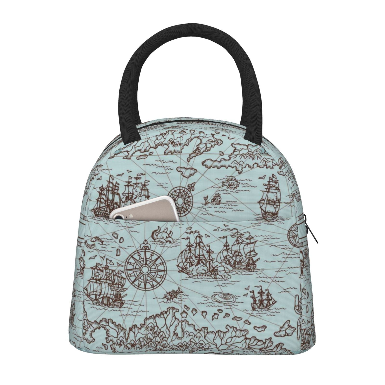 Pofeuu Pirate Adventure Map Print Lunch Bag for Adult Insulated Lunch ...