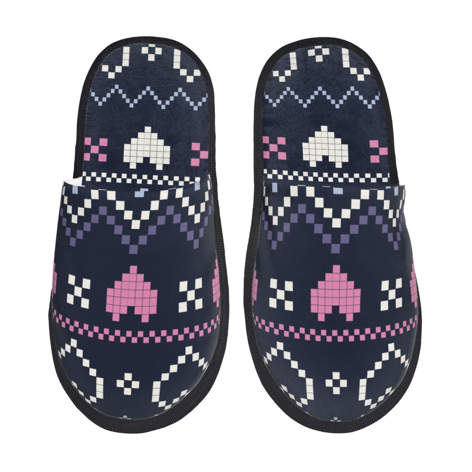 Pofeuu Pixel Heart Winter Print EVA Fuzzy House super light Slippers ...