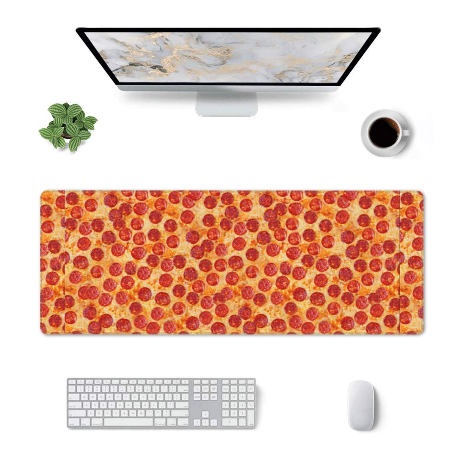 Pofeuu Pizza Print Desk Mat for Keyboard and Mouse，Computer Desk Matt ...