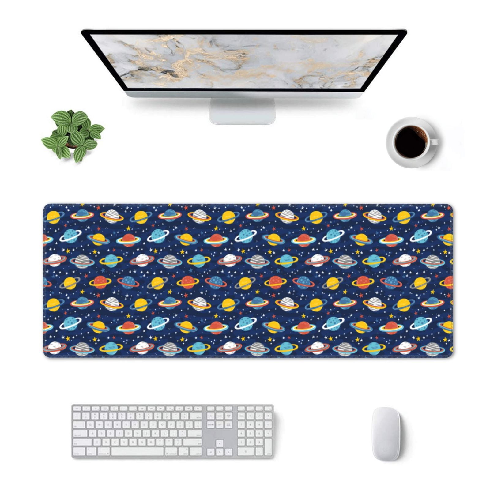 Pofeuu Planets And Stars Print Desk Mat for Keyboard and Mouse，Computer ...