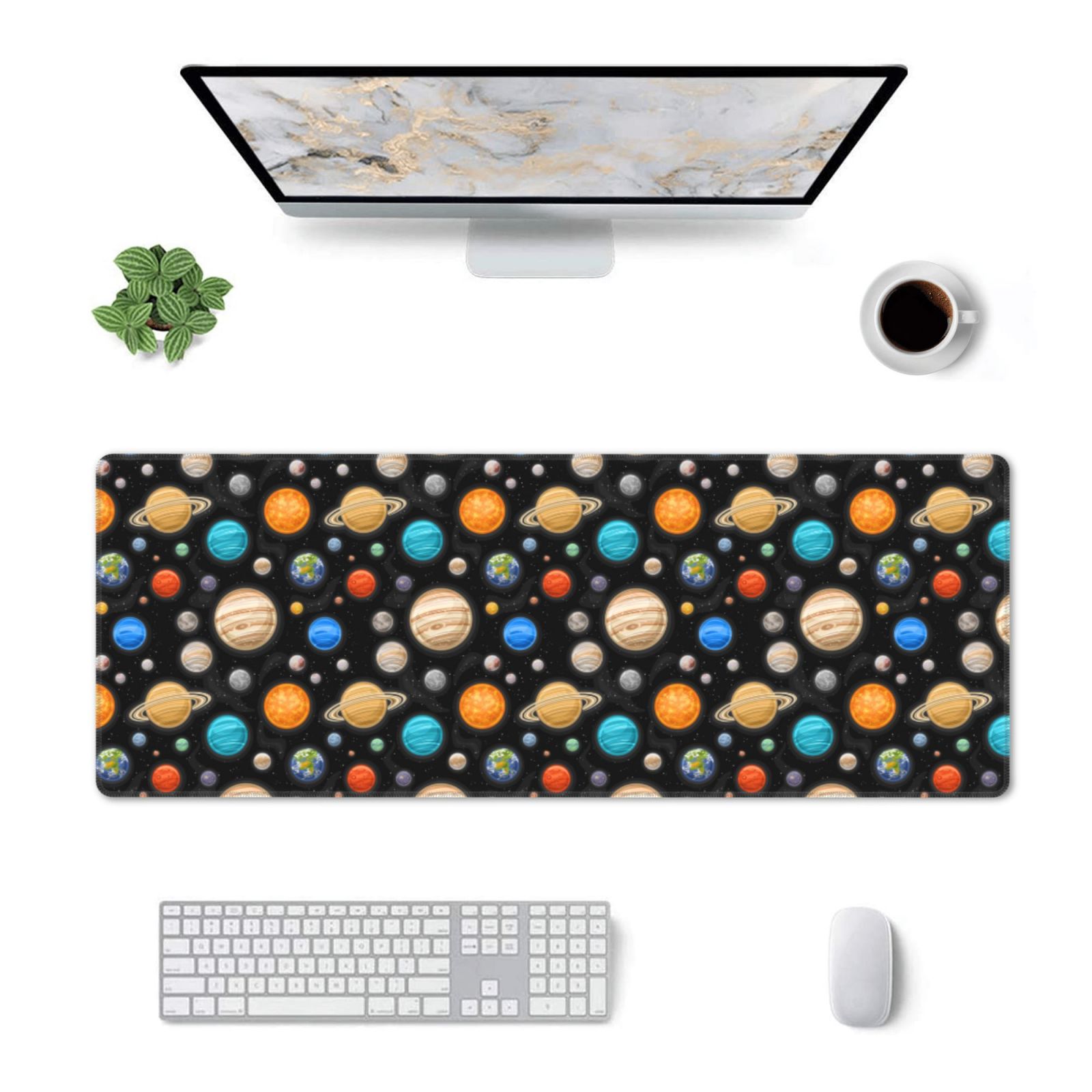 Pofeuu Planets In Deep Space Print Desk Mat for Keyboard and Mouse ...
