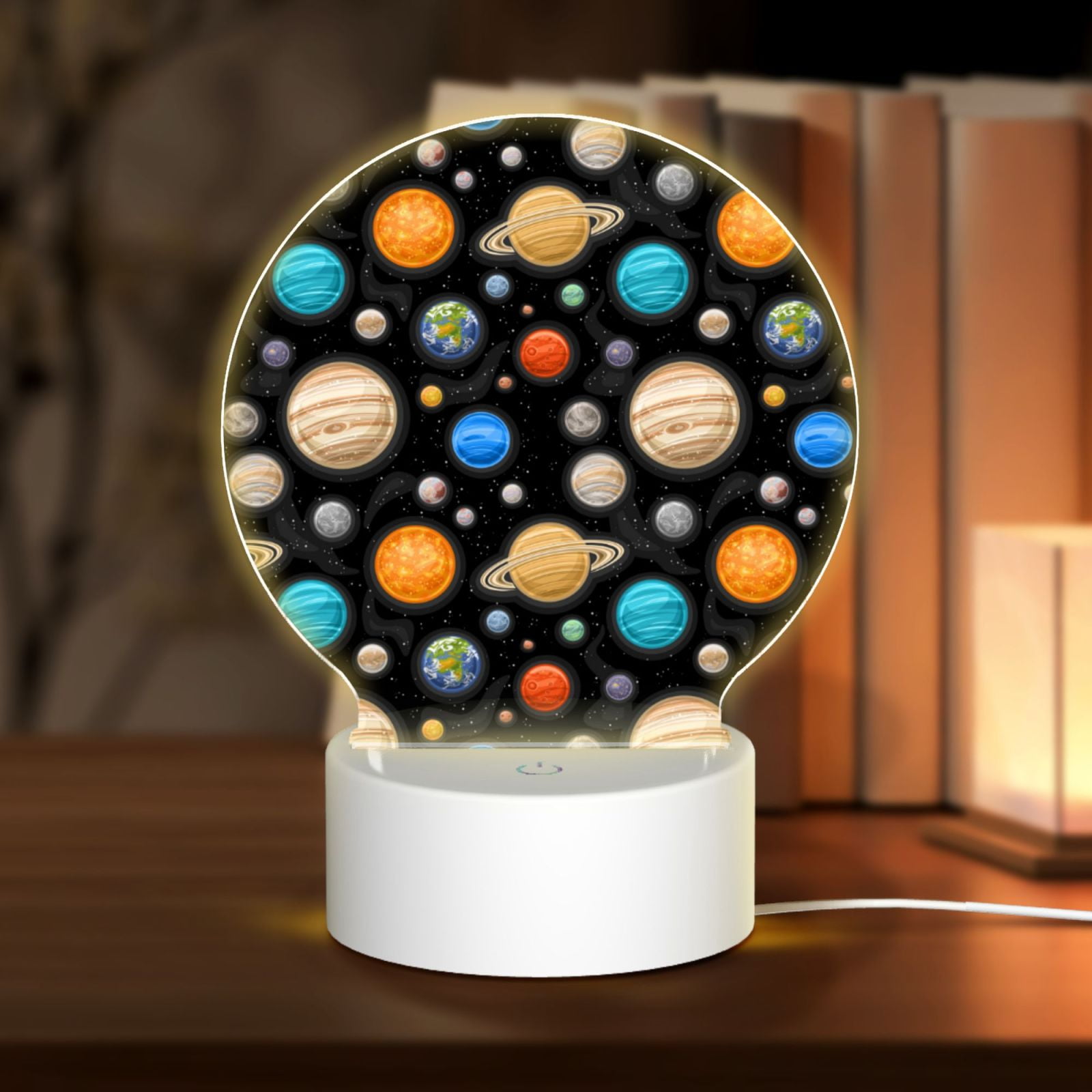 Pofeuu Planets In Deep Space Print LED Christmas Night Light Lamp Base ...