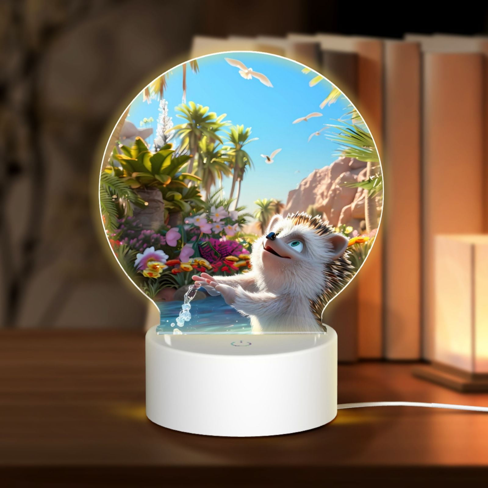 Pofeuu Playful Hedgehog Forest Pond Print LED Christmas Night Light ...