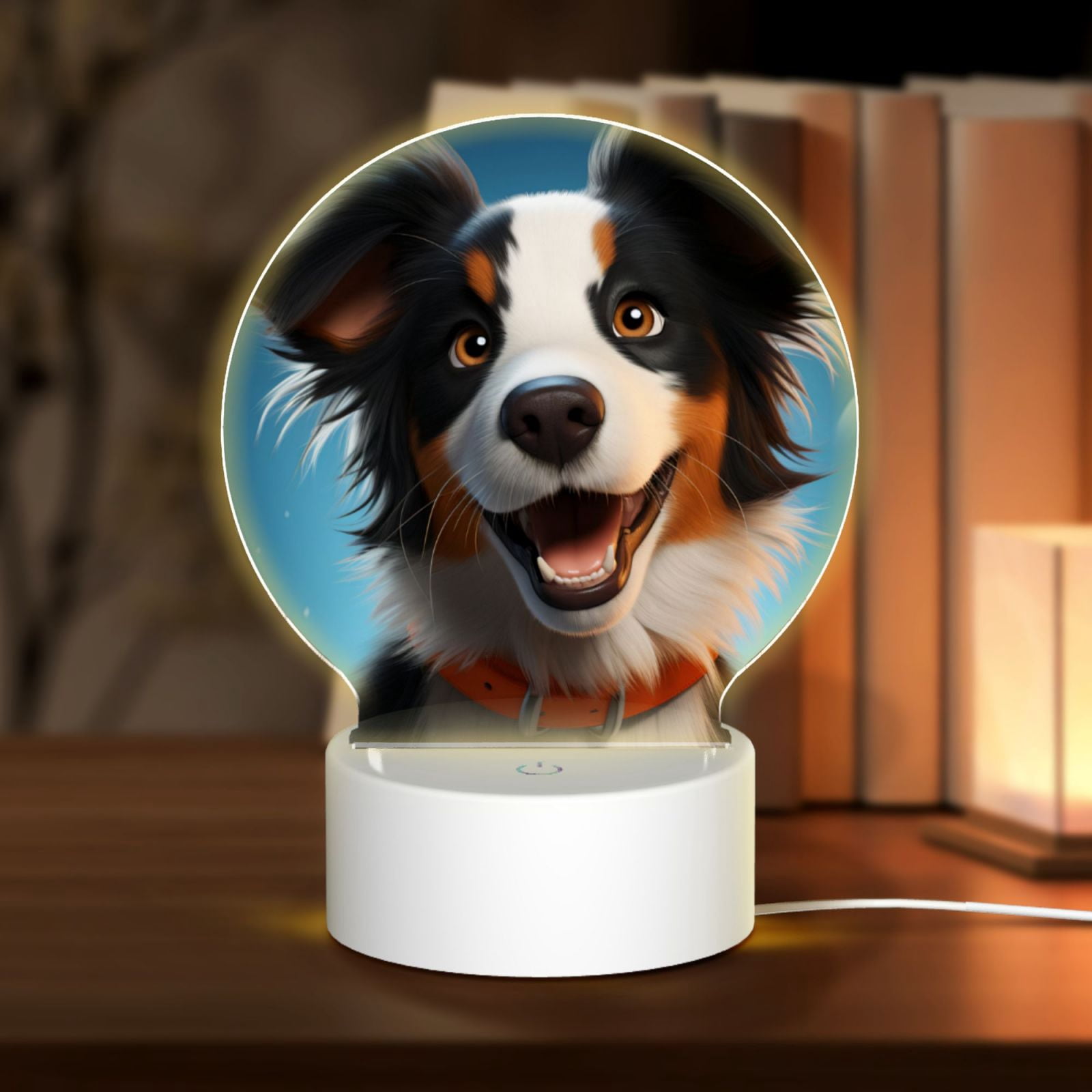 Pofeuu Playful Smile Cute Dog Print LED Christmas Night Light Lamp Base ...