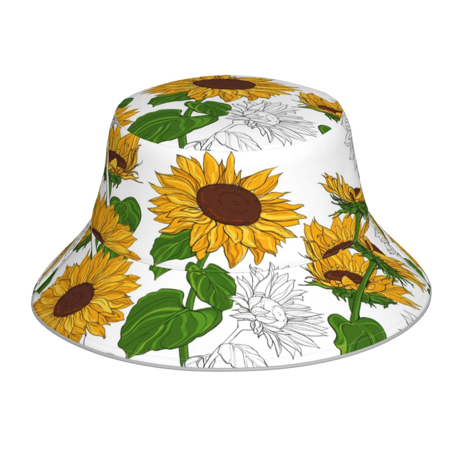 Pofeuu Plump Sunflower And Sketch Print Bucket Hat for Women Men ...