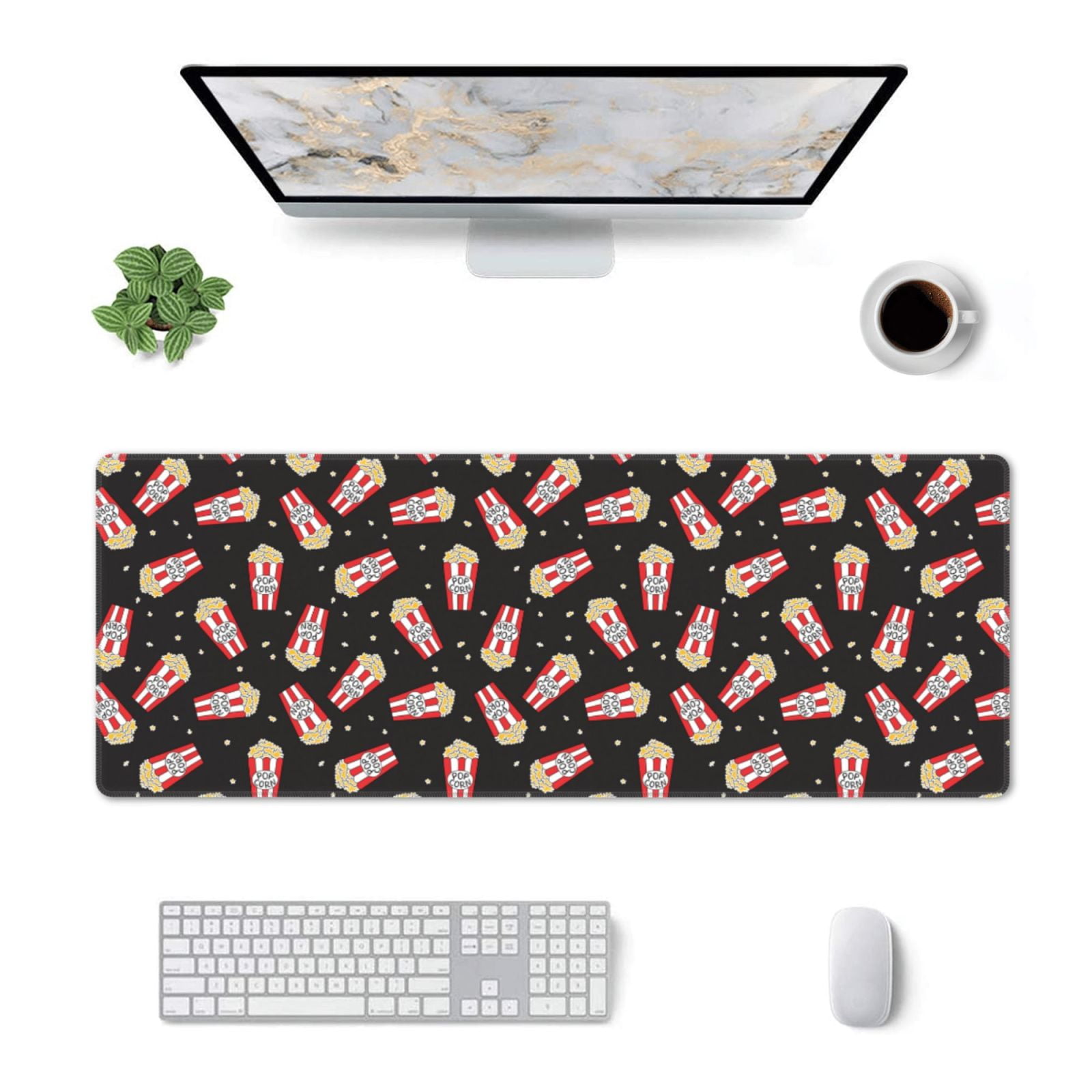 Pofeuu Popcorn Print Desk Mat for Keyboard and Mouse，Computer Desk Matt ...