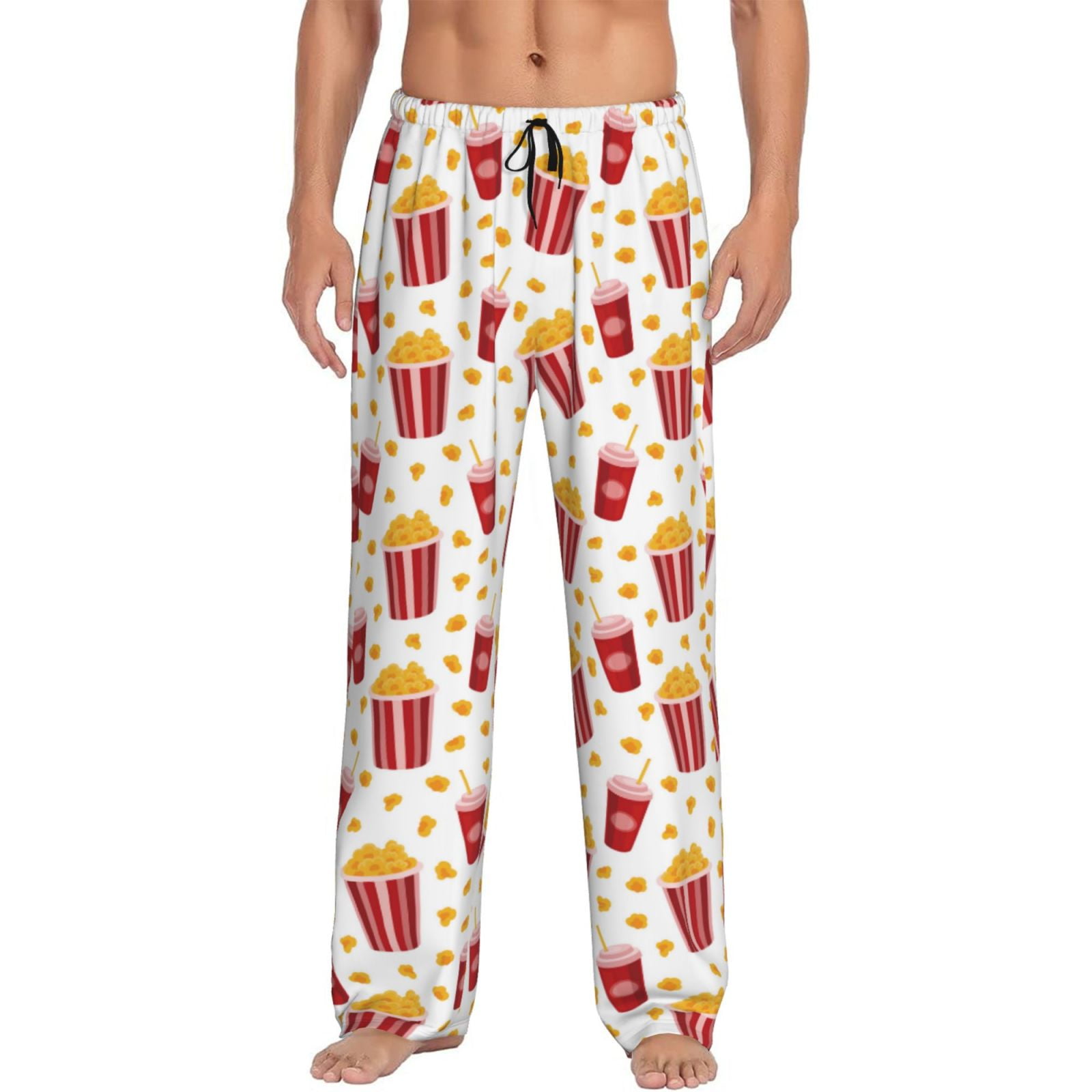 Pofeuu Popcorn Print Men's Pajama Pants, Soft Lounge Pajama Pants with ...