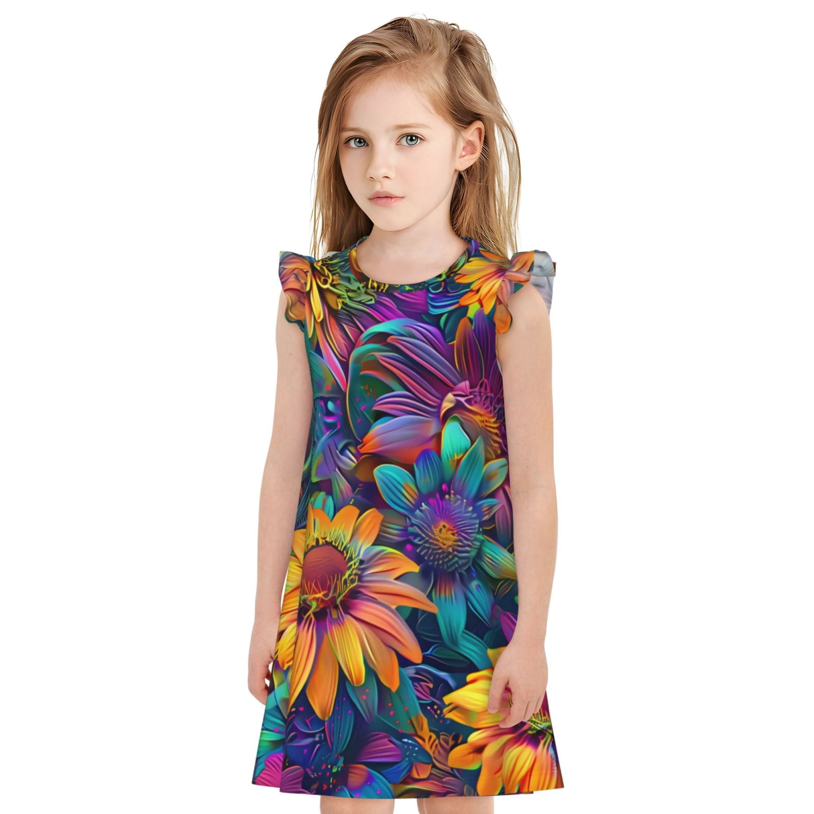 Pofeuu Psychedelic Sunflowers Print Girls Nightgowns, Nightgown ...