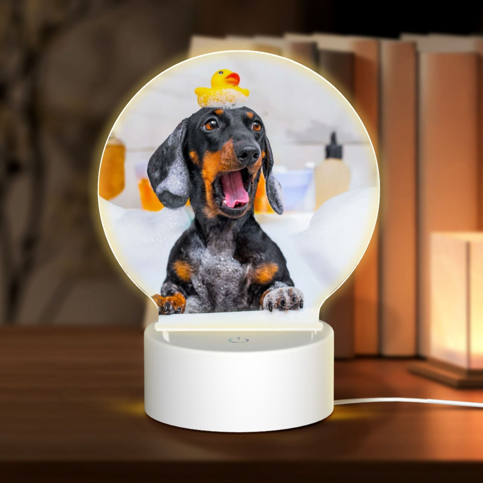Pofeuu Puppy Sits In Bathtub Print LED Christmas Night Light Lamp Base ...