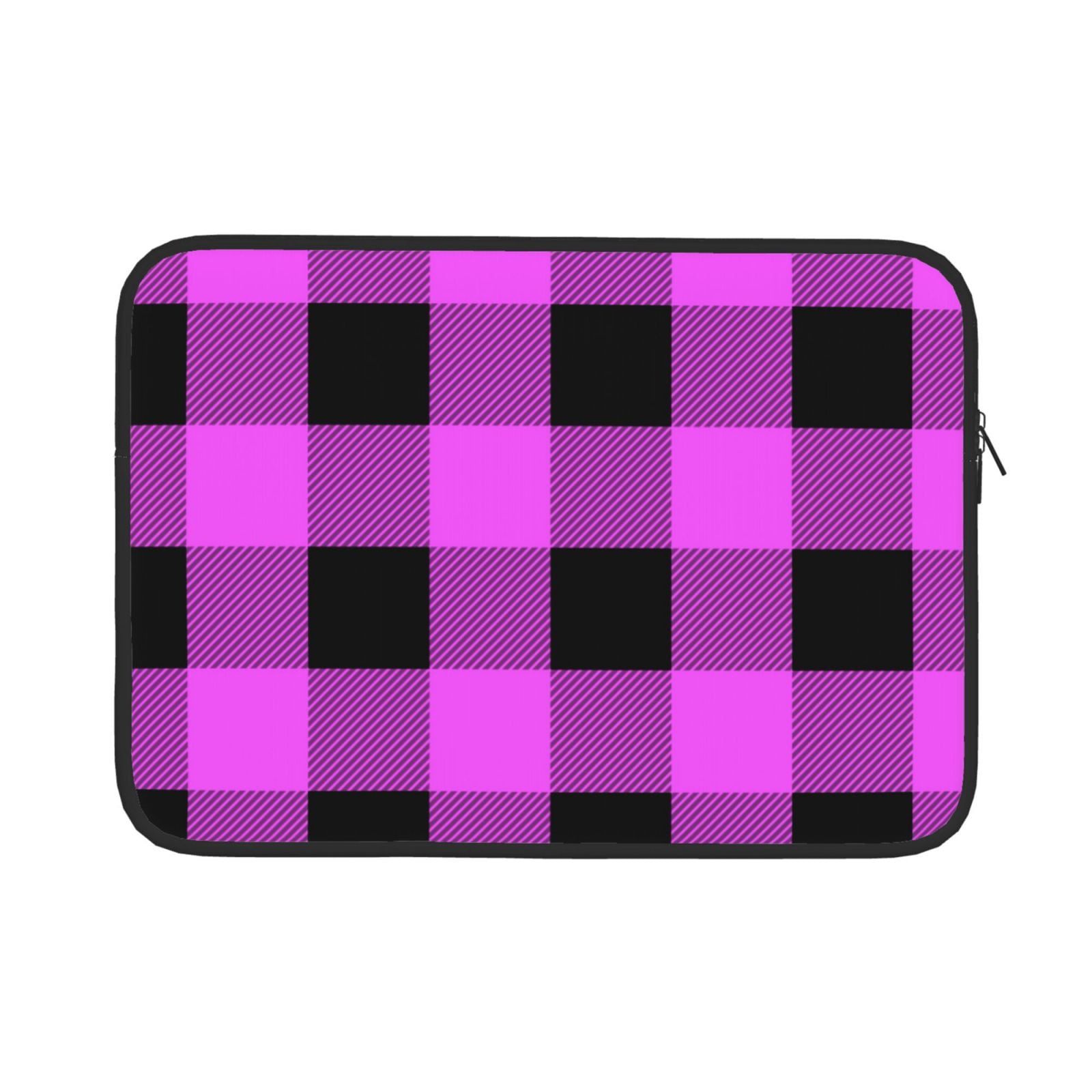 Pofeuu Purple Black Buffalo Plaid Print Laptop Carrying Case,13-15-Inch Laptop and Tablet, Sleek ...
