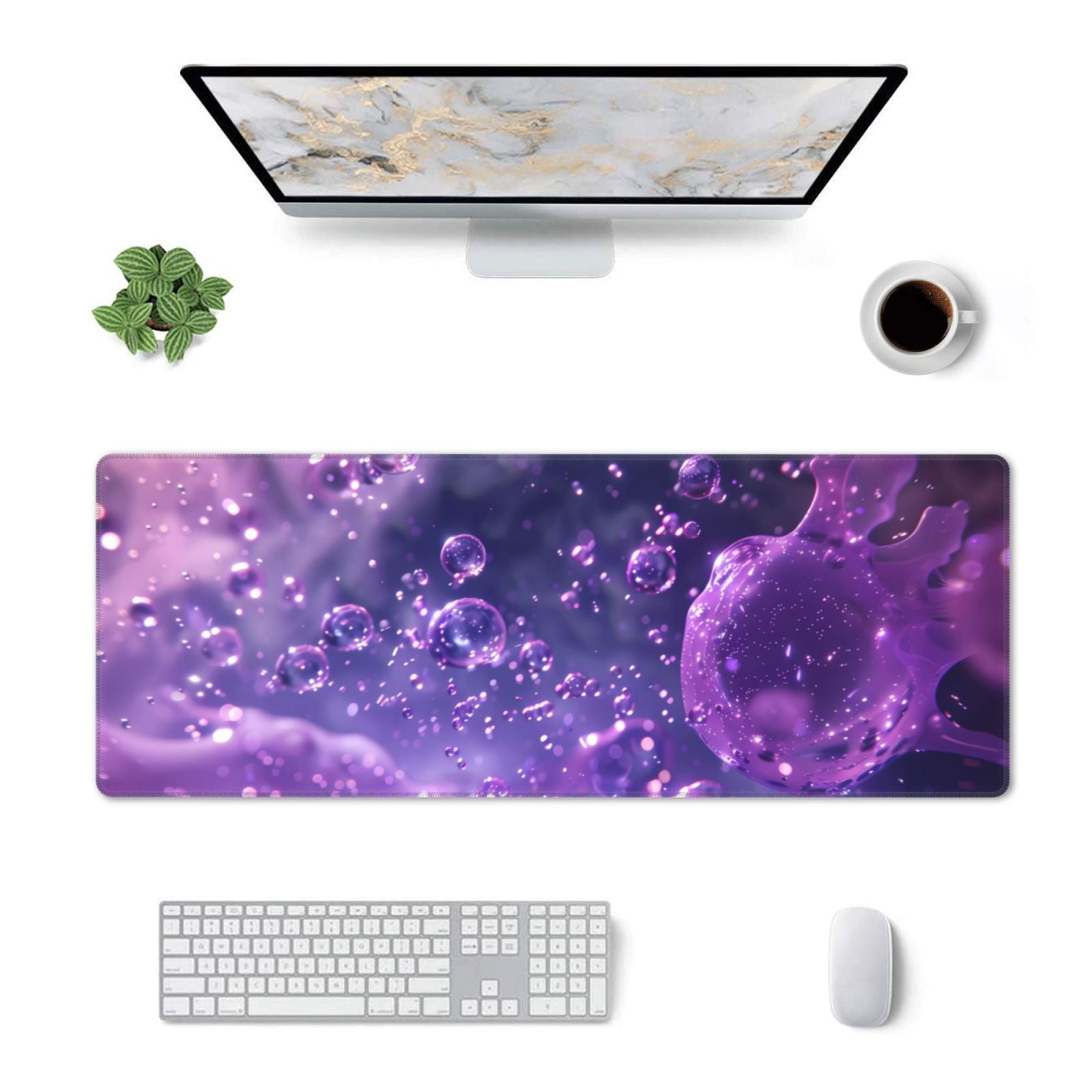 Pofeuu Purple Bubble Abstract Art Print Desk Mat for Keyboard and Mouse ...