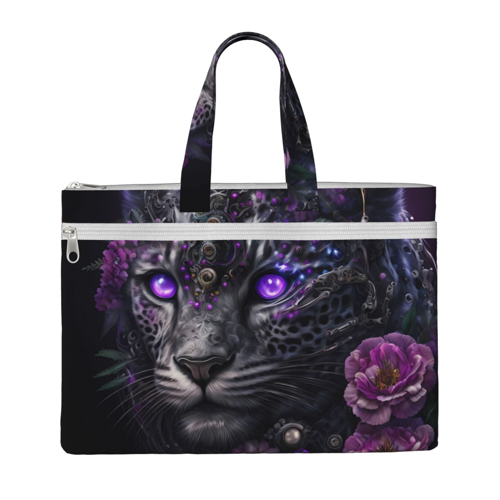 Pofeuu Purple-Eyed Floral Leopard Print Laptop Bag Carrying - Computer ...