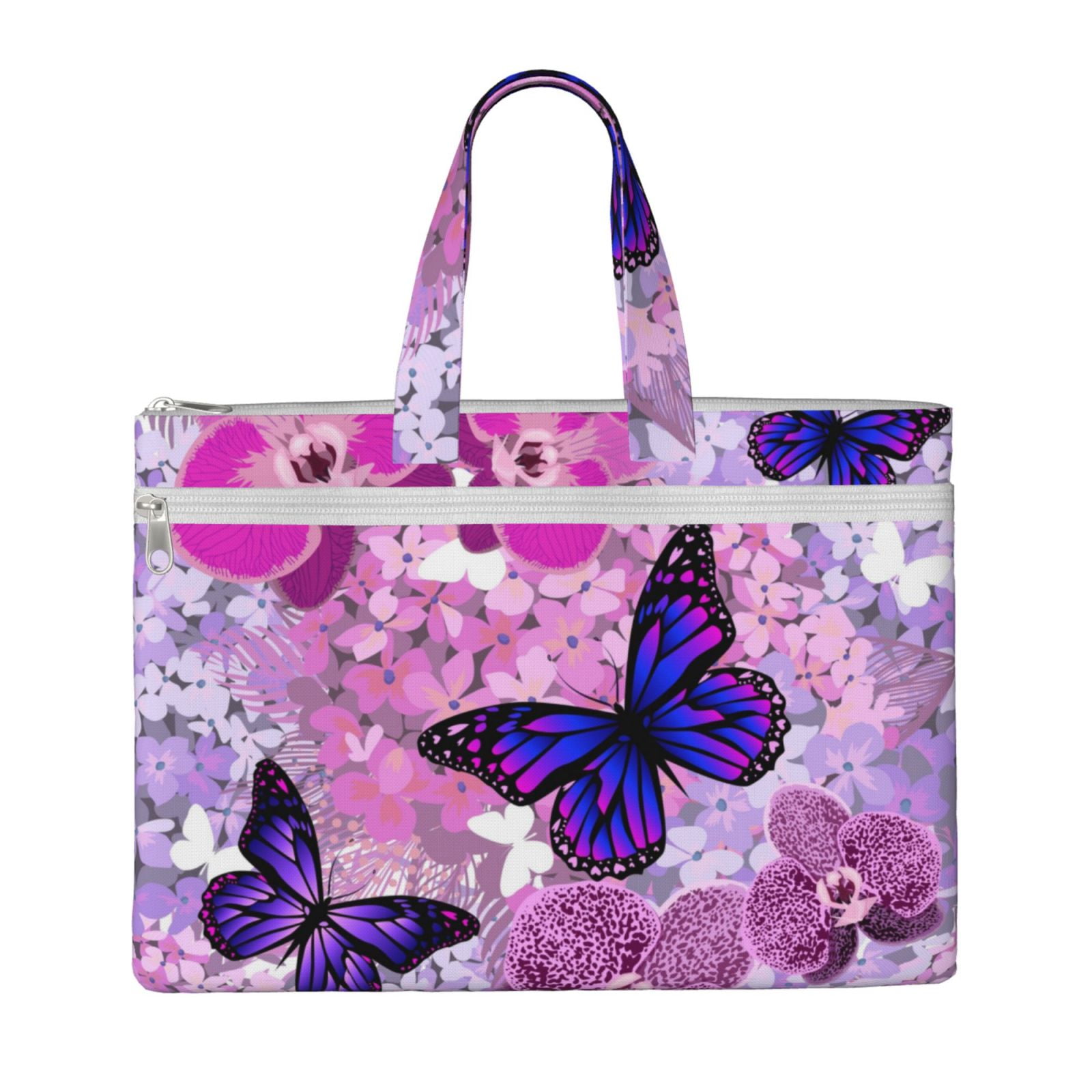 Pofeuu Purple Vintage Butterfly Print Laptop Bag Carrying - Computer ...