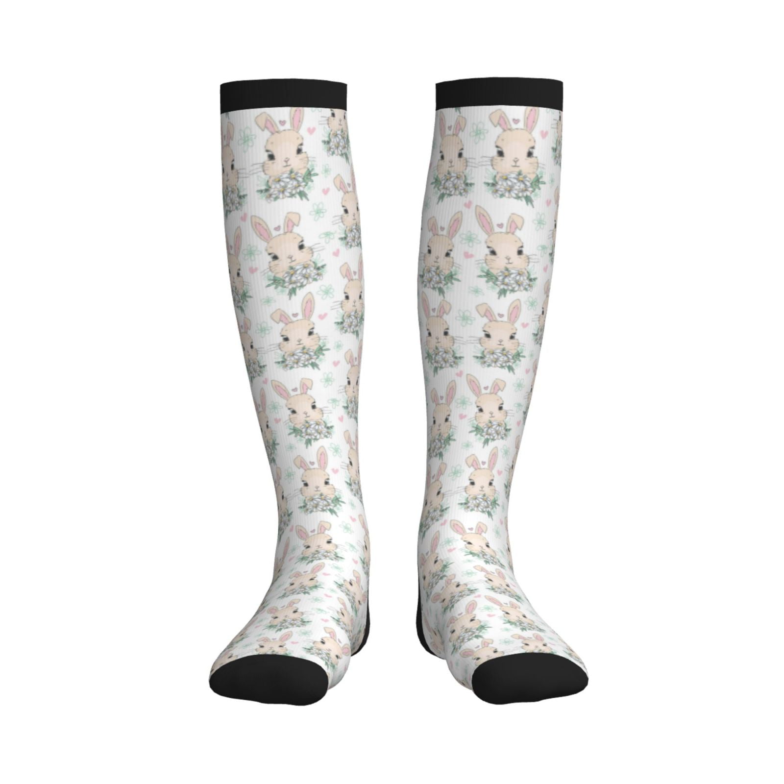 Pofeuu Rabbit And Flower Print Compression Socks for Women & Men ...