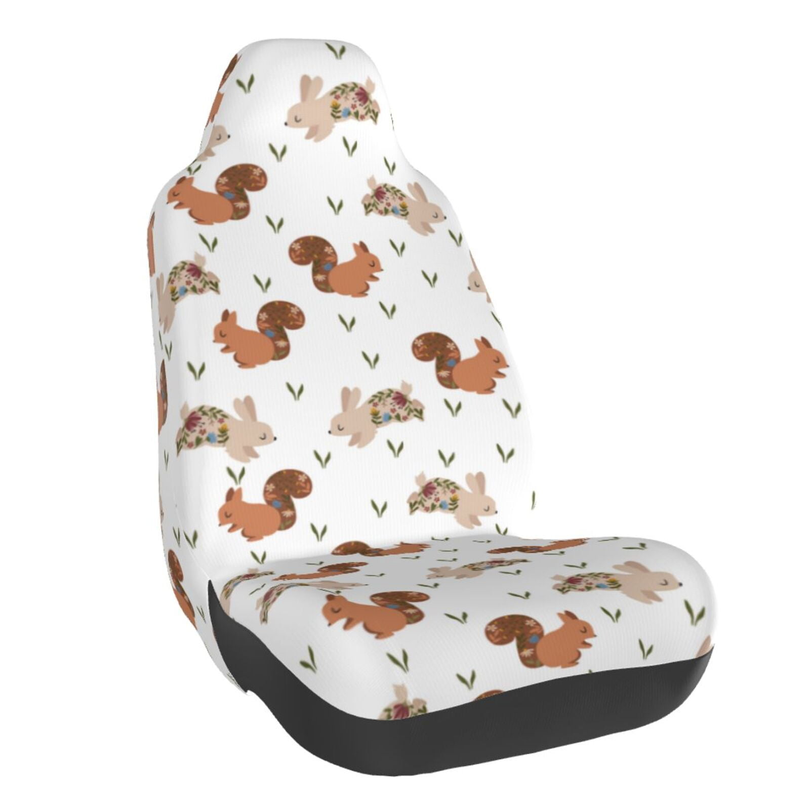 Pofeuu Rabbit And Squirrel Print Automotive Car Seat Covers Flat Cloth ...