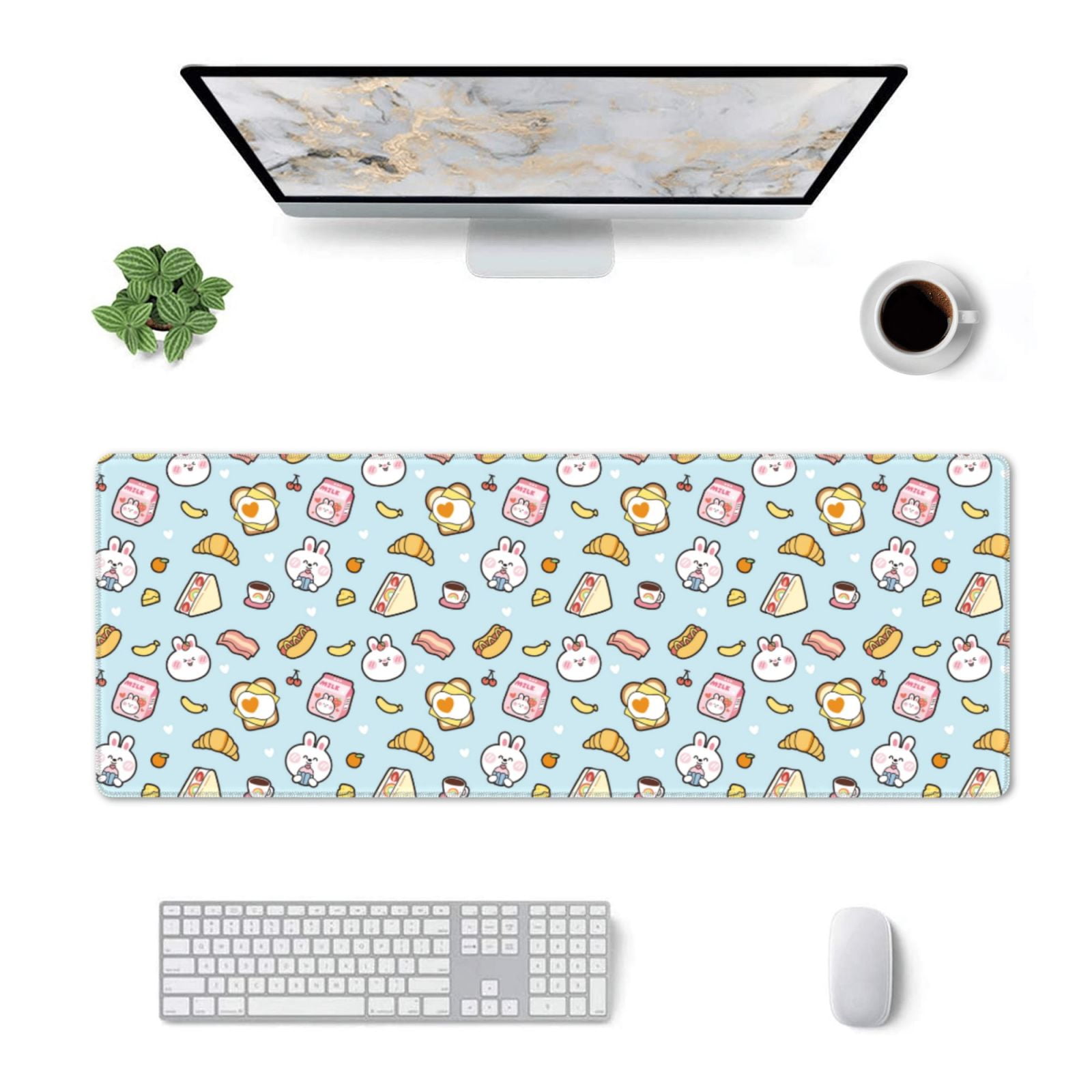 Pofeuu Rabbit Burger Coffee Print Desk Mat for Keyboard and Mouse ...