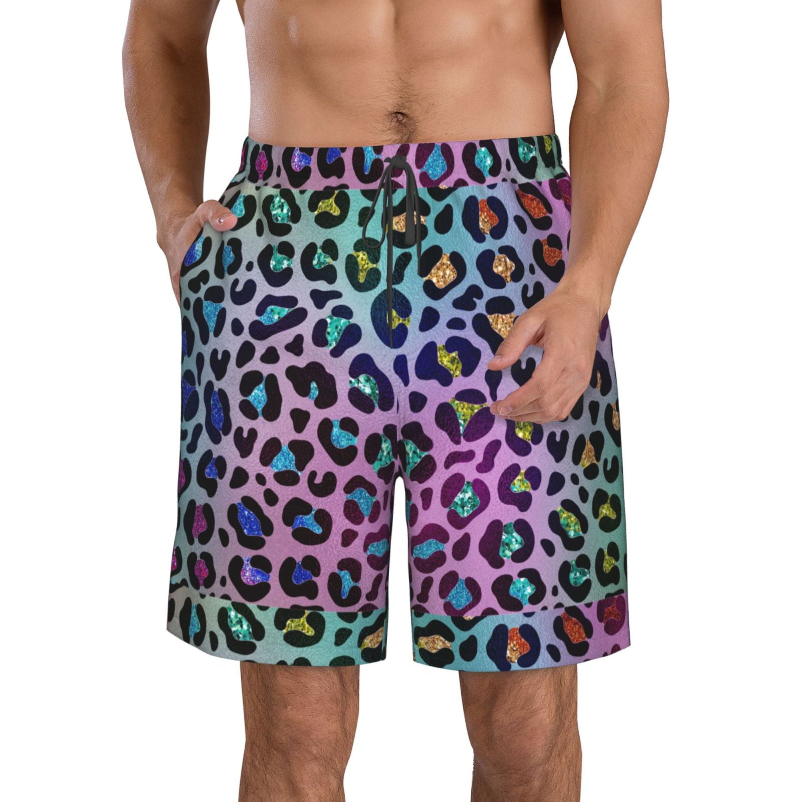 Pofeuu Rainbow Animal Skin Prin Men's Swim Trunks Quick Dry Bathing ...