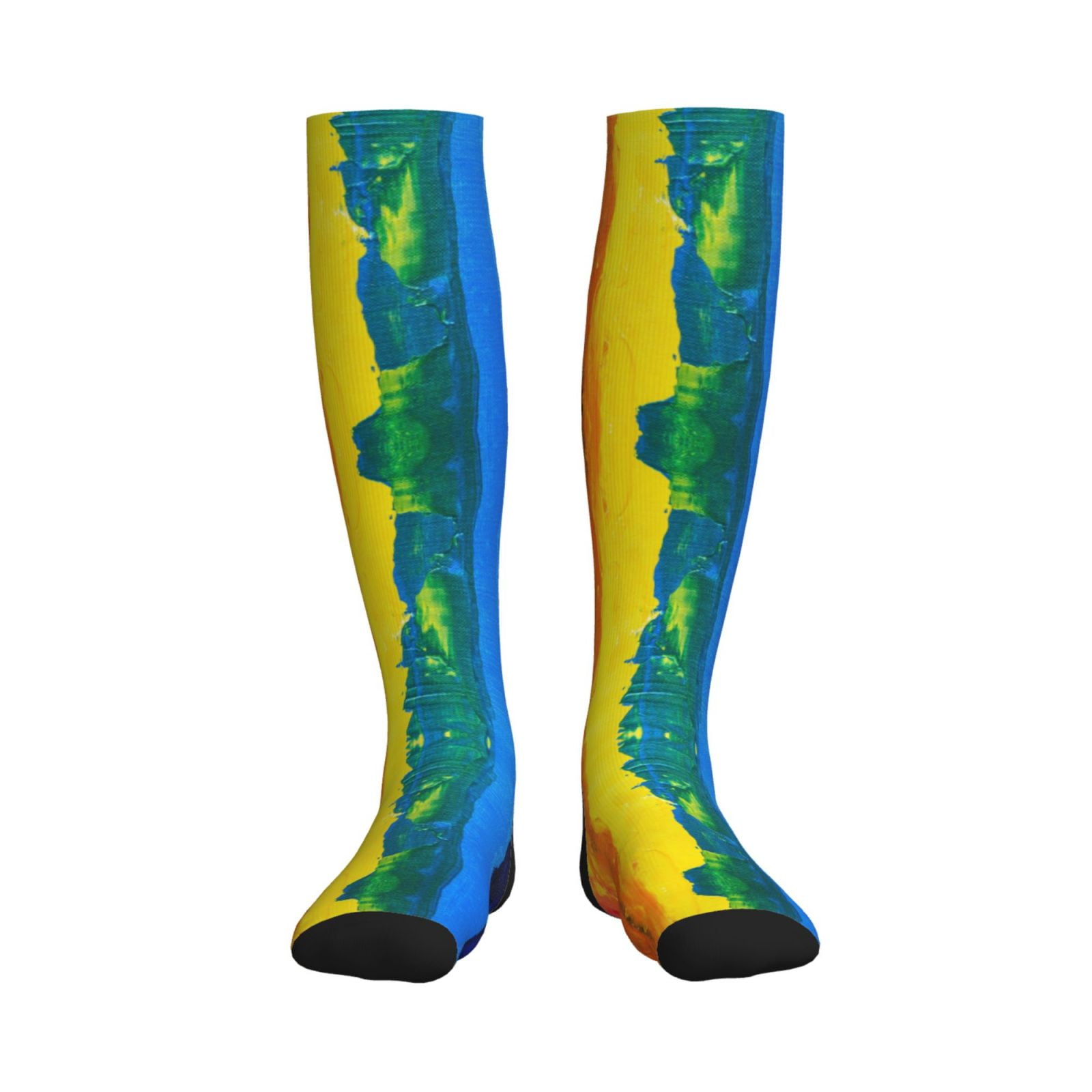Pofeuu Rainbow Colored Print Compression Socks for Women & Men ...