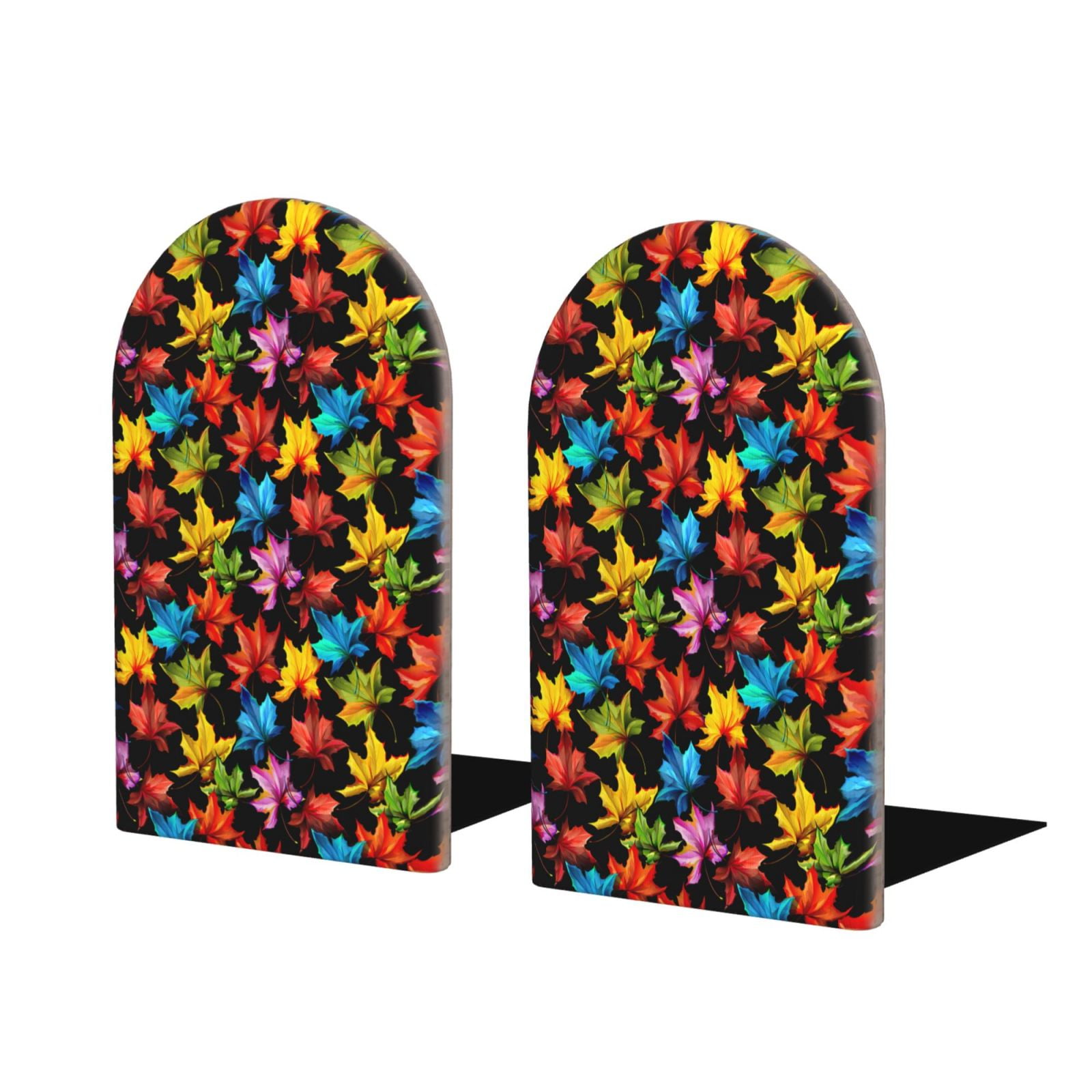 Pofeuu Rainbow Colorful Maple Leaves Print Large Bookend Hold Heavy ...