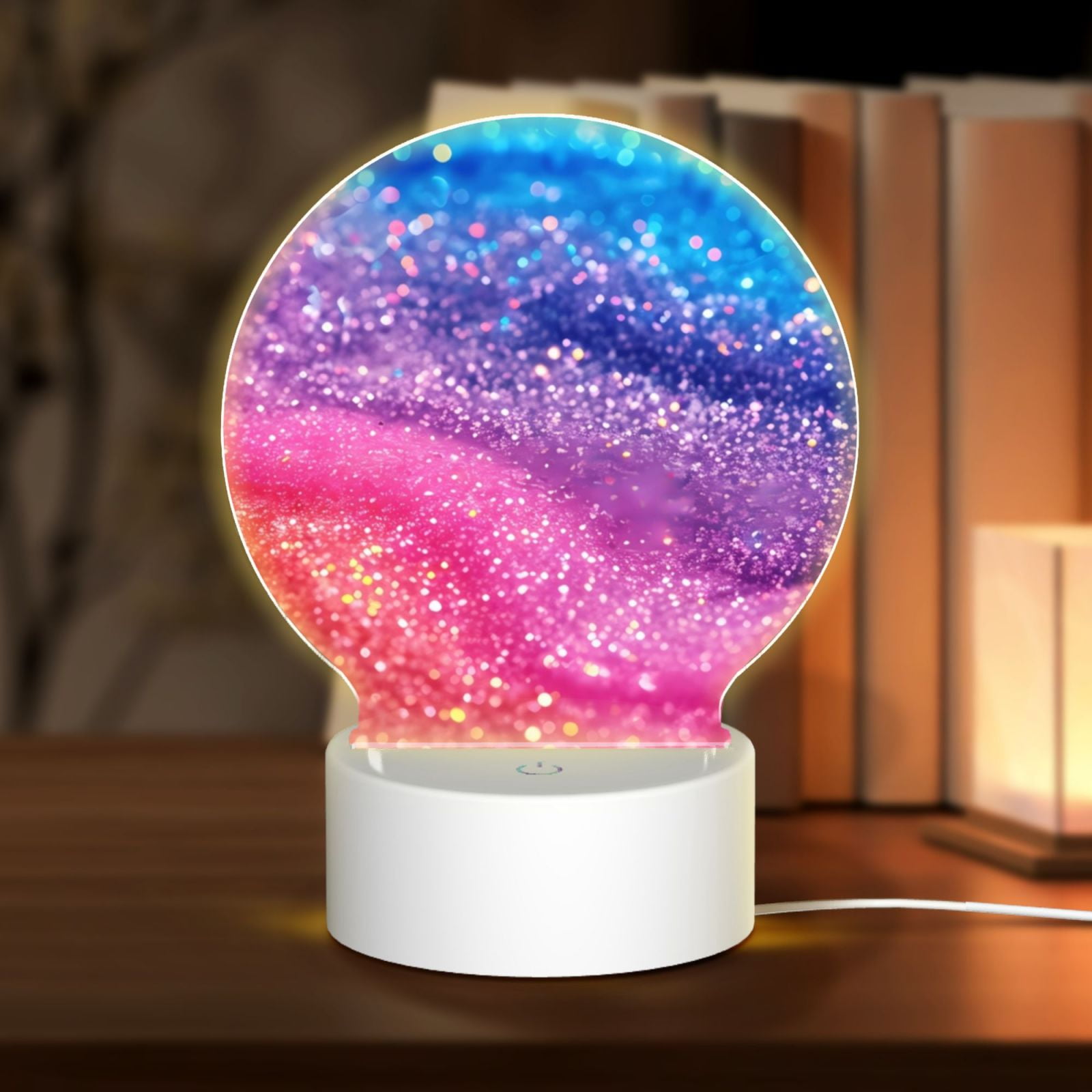 Pofeuu Rainbow Glitter Cute Print LED Christmas Night Light Lamp Base ...