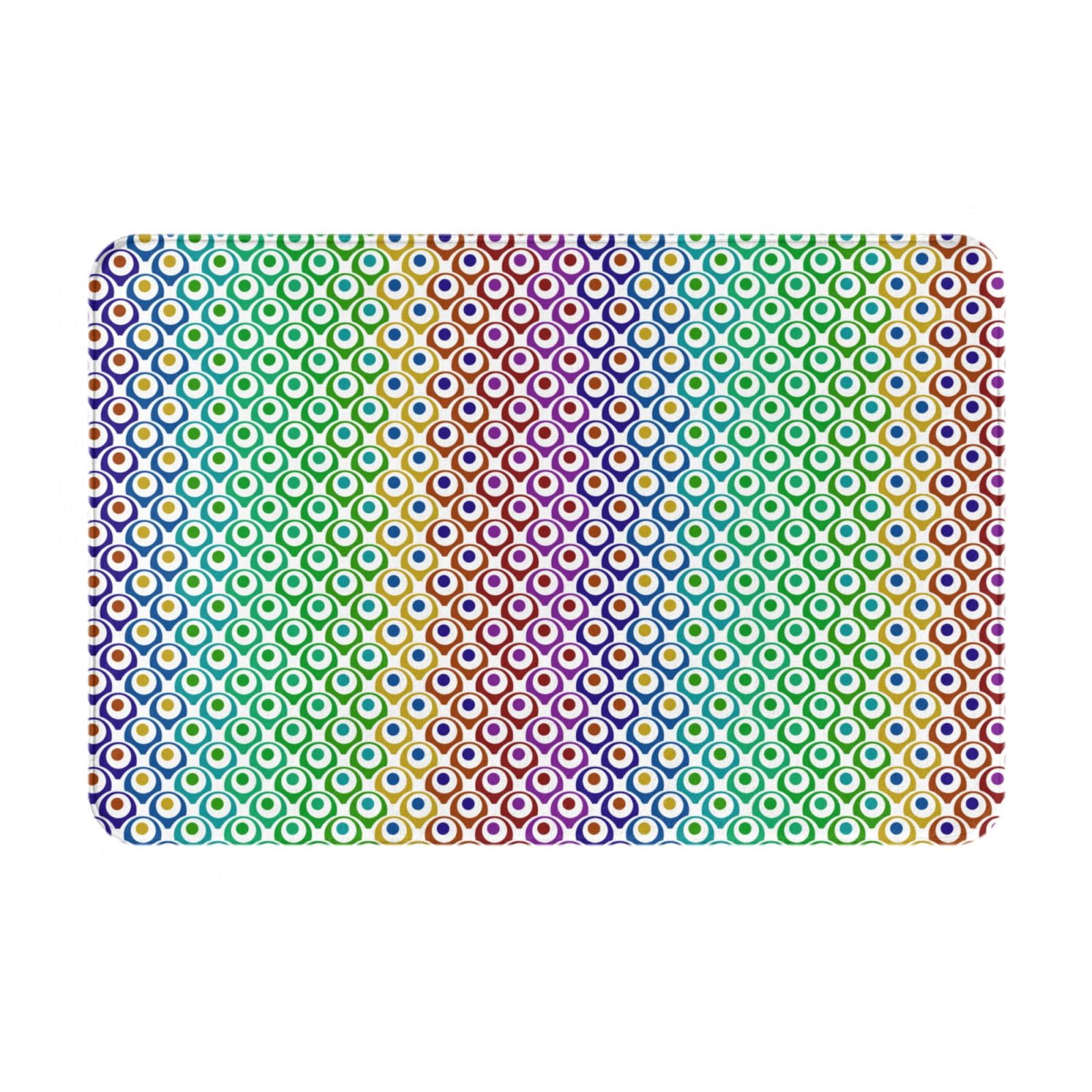 Pofeuu Rainbow Peacock Feathers Print Flannel Doormats Rug16"x24"Rug ...
