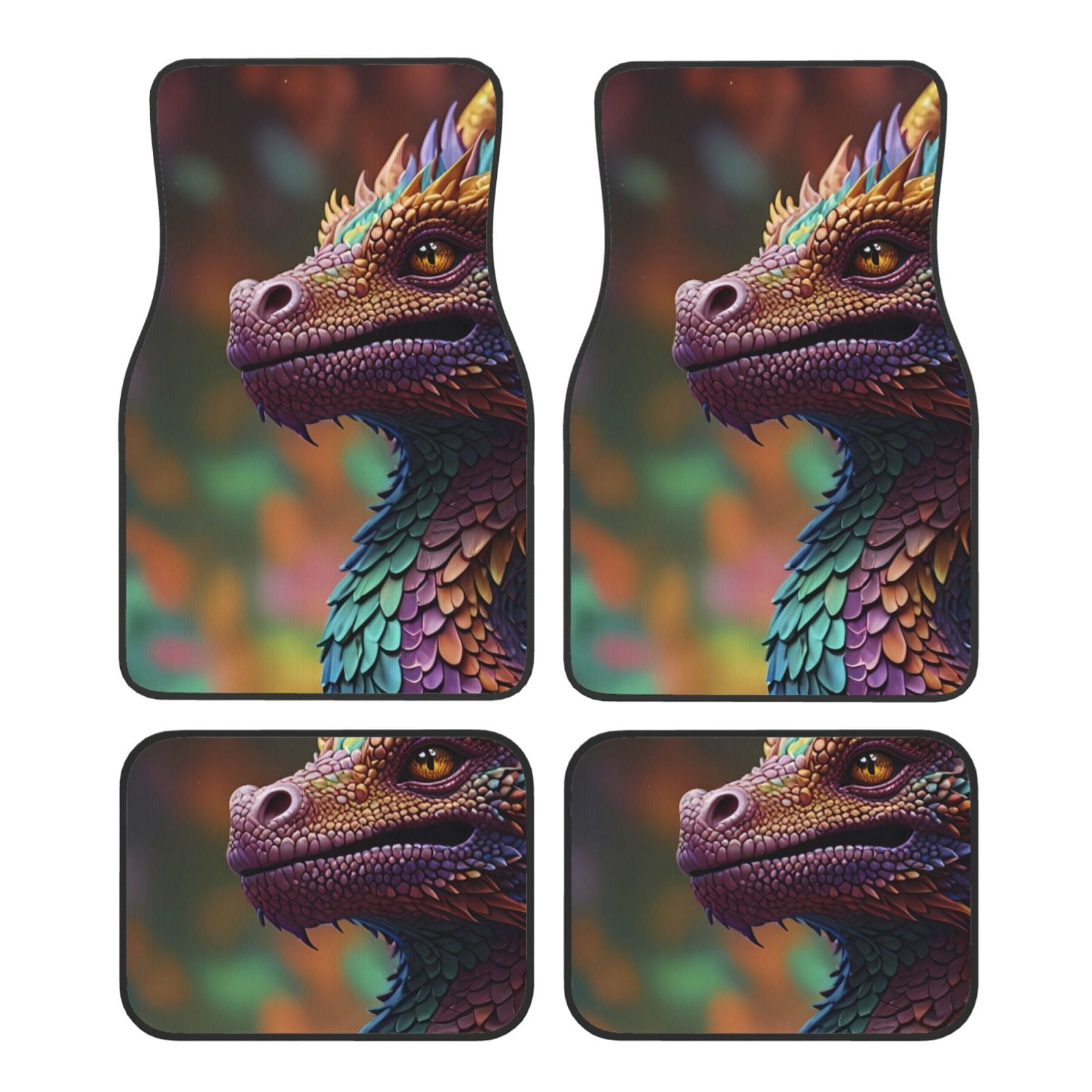 Pofeuu Rainbow Scales Fantasy Dragon Print Car Foot Mat Set of 4 Pieces ...