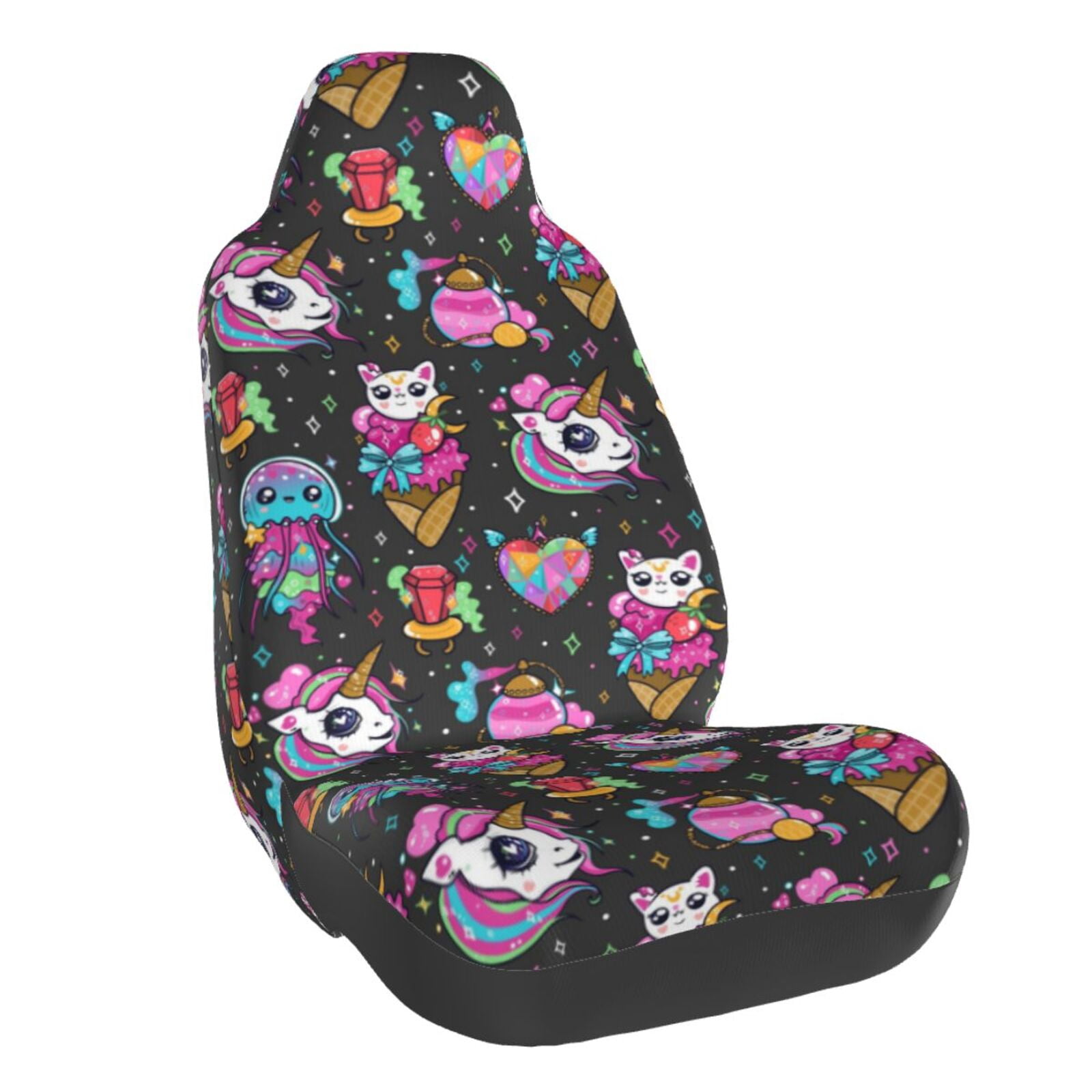 Pofeuu Rainbow Unicorn And Cat Icecream Print Automotive Car Seat ...