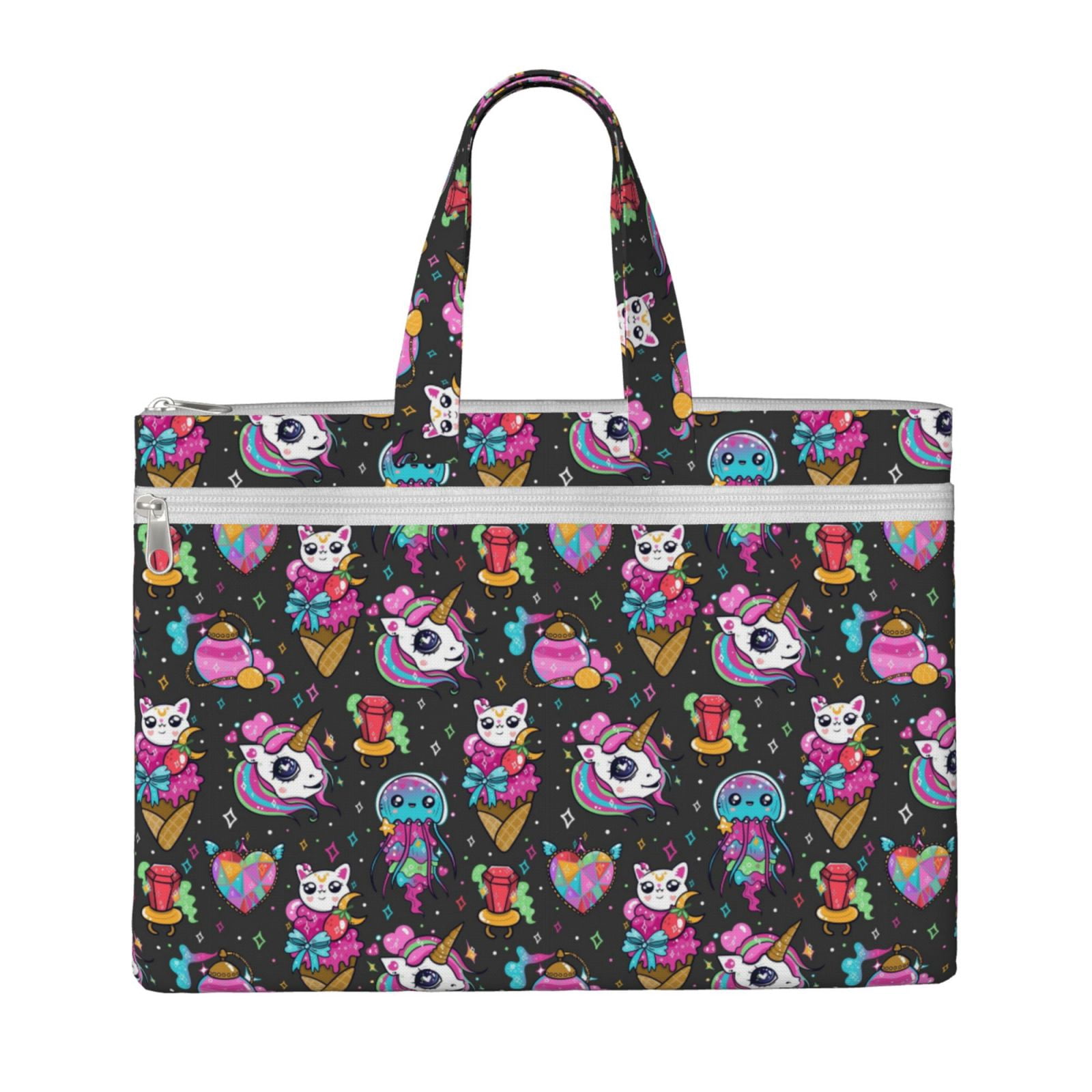 Pofeuu Rainbow Unicorn And Cat Icecream Print Laptop Bag Carrying ...