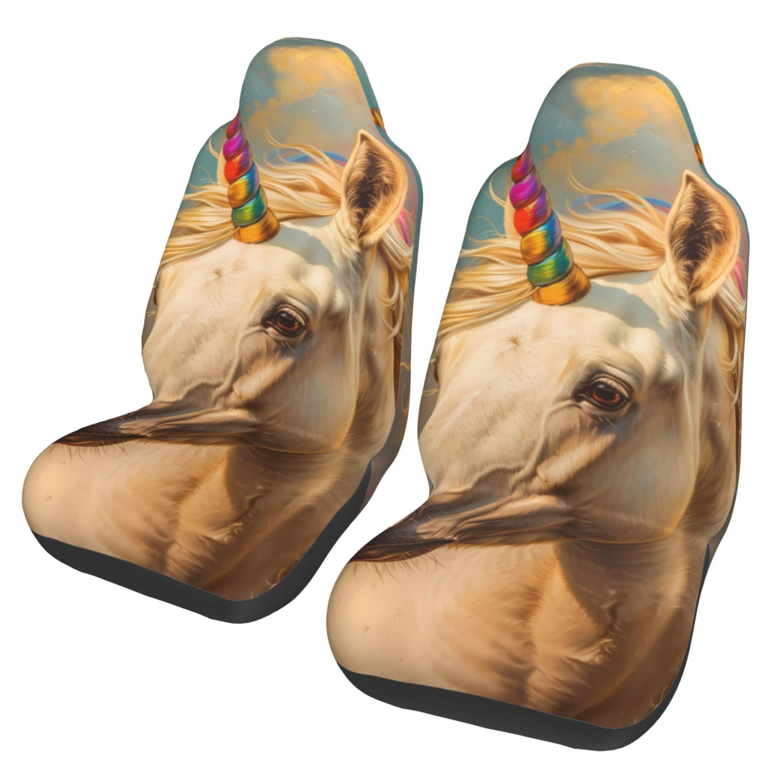 Pofeuu Rainbow White Horse Print Automotive Car Seat Covers Flat Cloth ...