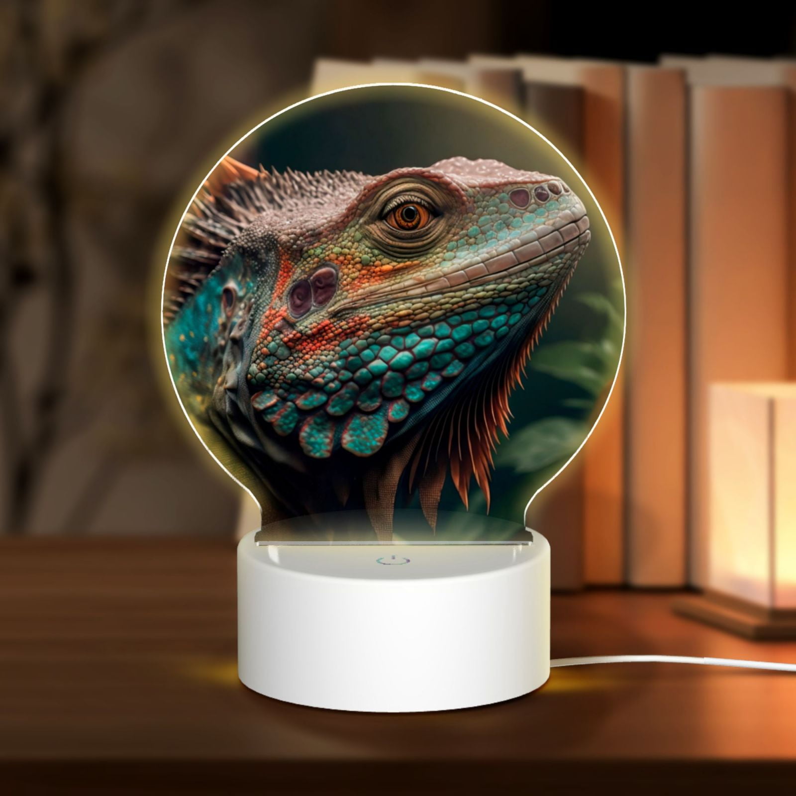 Pofeuu Realistic Colorful Chameleon Print LED Christmas Night Light Lamp Base Gift DIY 3D Clear ...