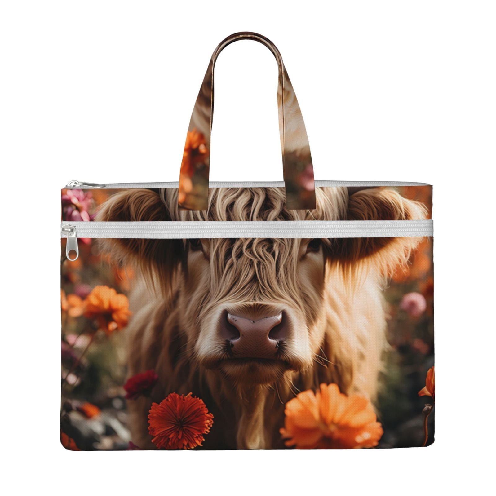 Pofeuu Realistic Flower Cow Print Laptop Bag Carrying - Computer Bag ...
