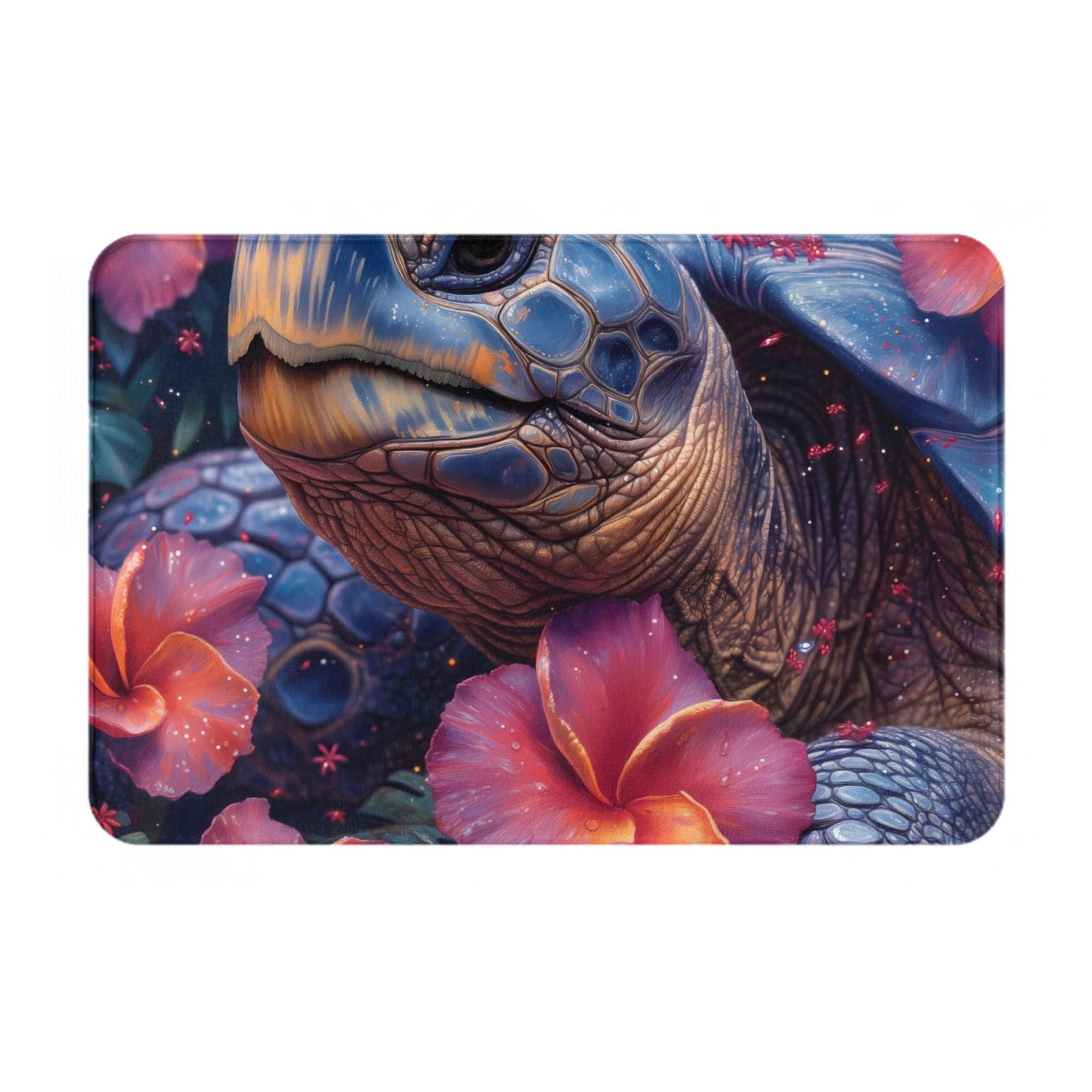 Pofeuu Realistic Flower Turtle Print Flannel Doormats Rug16"x24"Rug ...