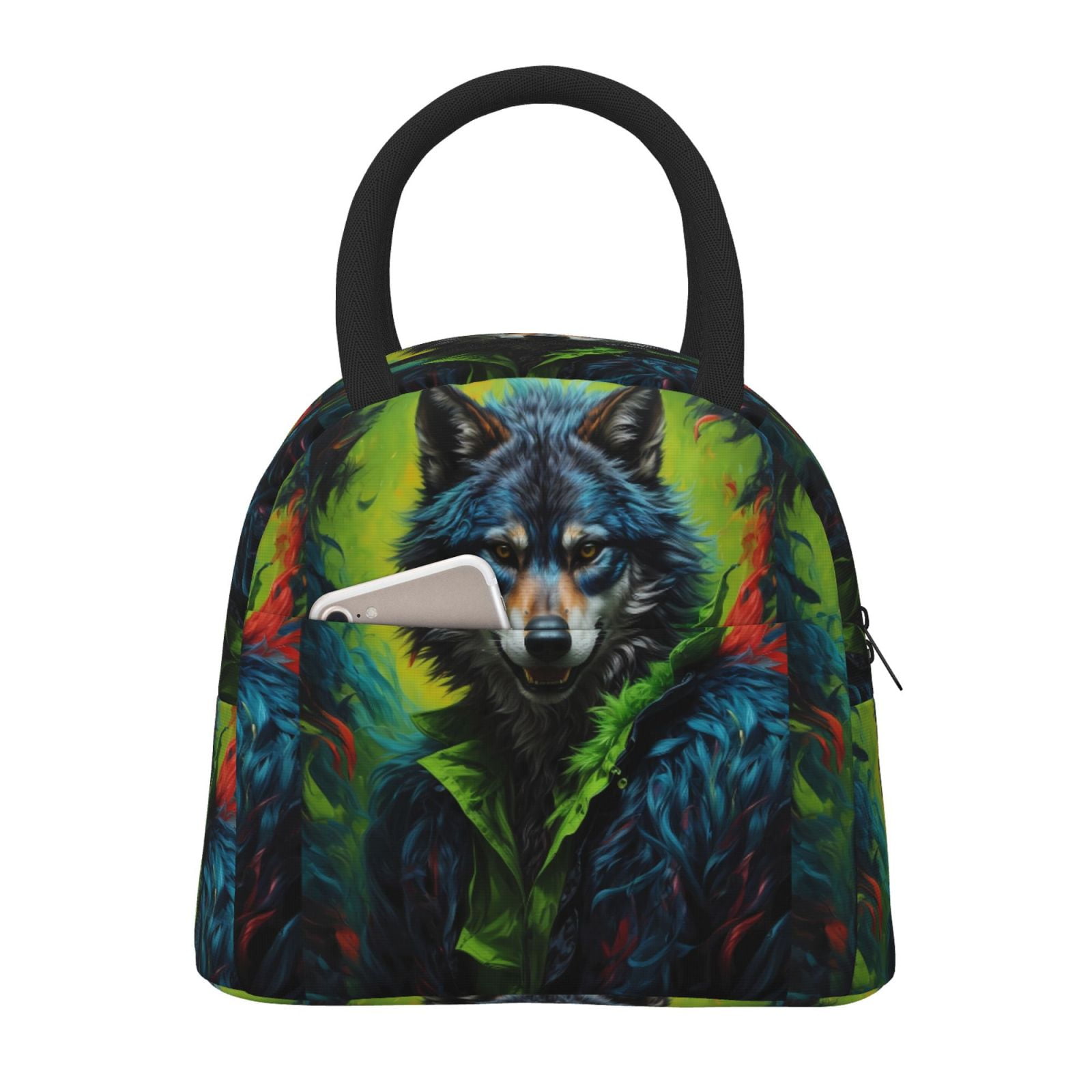 Pofeuu Realistic Style Wolf Warrior Print Lunch Bag for Adult Insulated ...