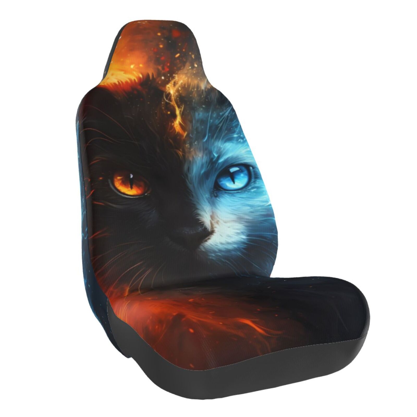 Pofeuu Red And Blue Fire Cat Print Automotive Car Seat Covers Flat ...