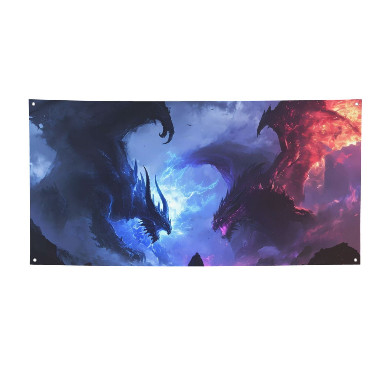 Pofeuu Red And Blue Fire Dragon Print Colorful Yard Festival Banner ...