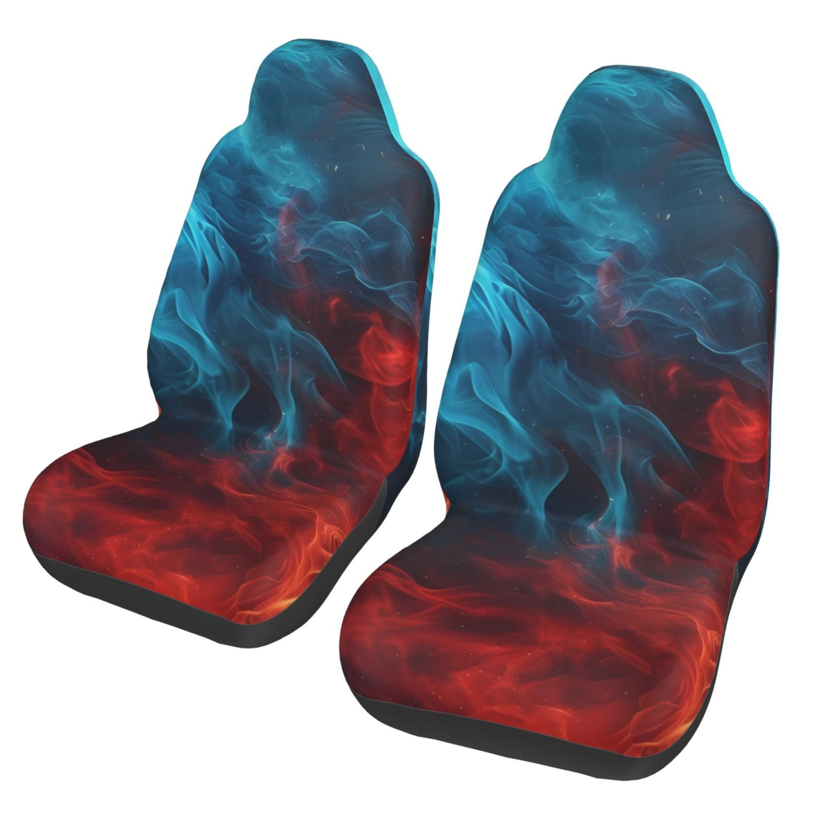 Pofeuu Red And Blue Fire Print Automotive Car Seat Covers Flat Cloth ...