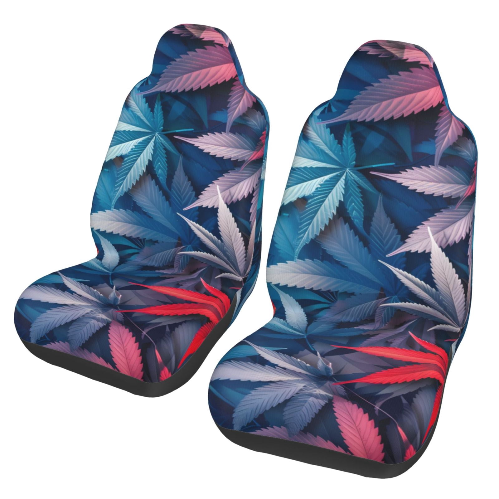 Pofeuu Red And Blue Leaves Print Automotive Car Seat Covers Flat Cloth ...