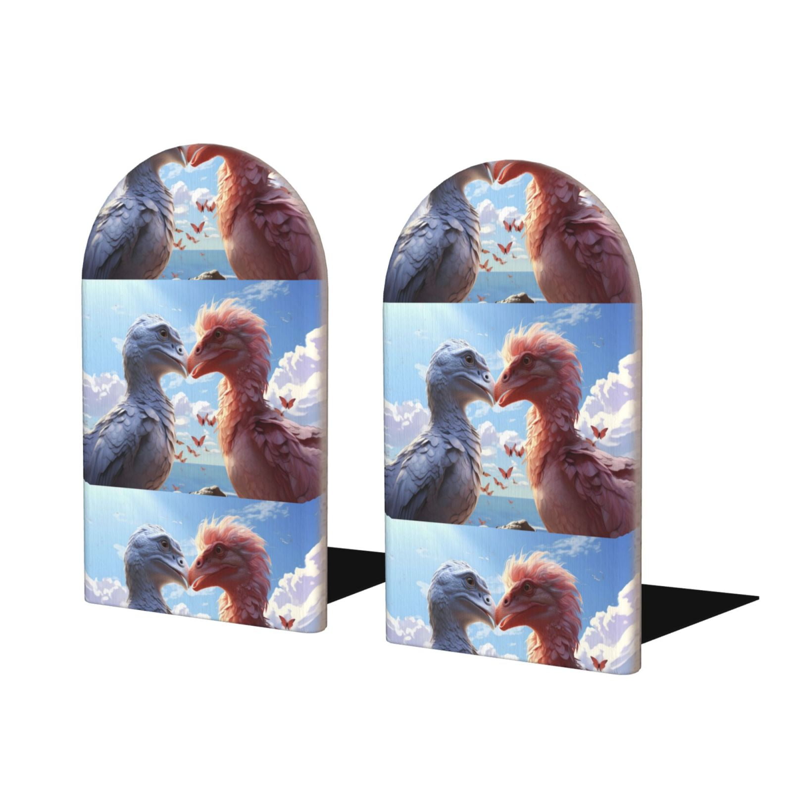 Pofeuu Red And White Bird Couple Print Large Bookend Hold Heavy Books ...