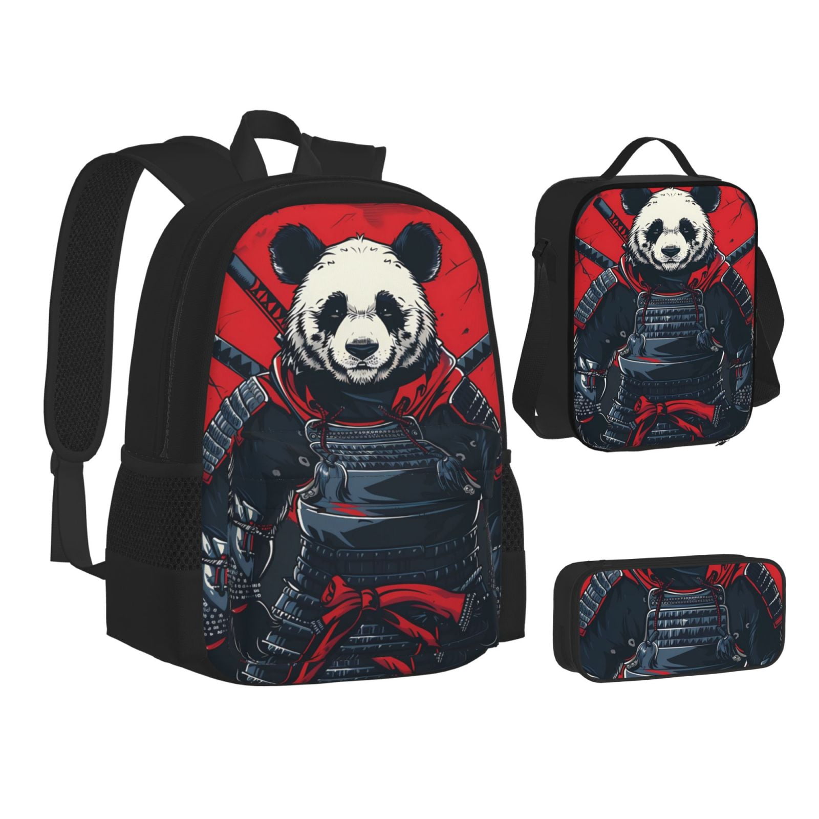 Pofeuu Red Black Eastern Panda Warrior Print Backpack Travel Backpacks ...