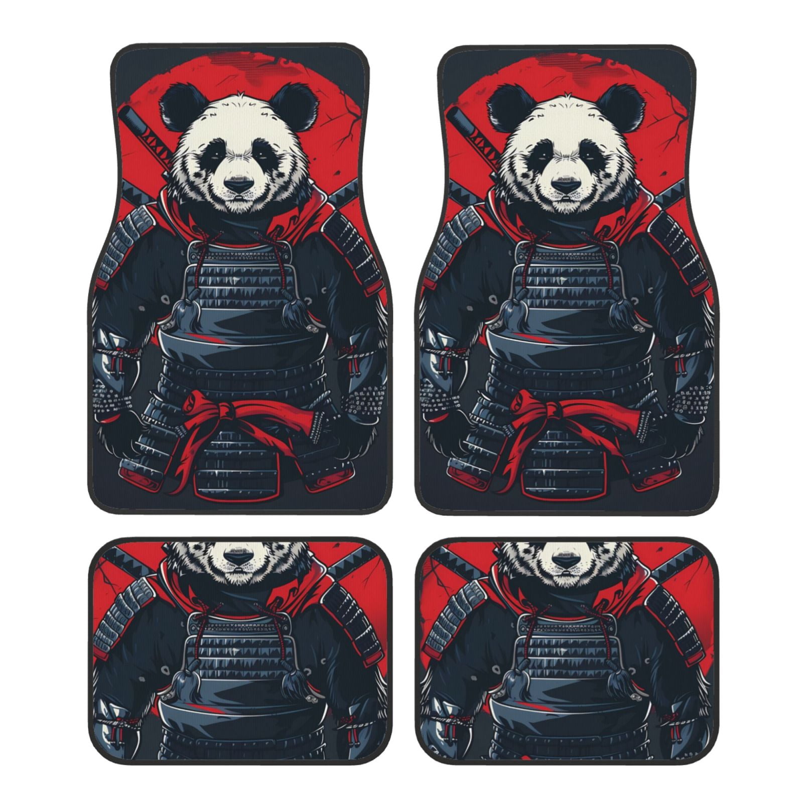 Pofeuu Red Black Eastern Panda Warrior Print Car Foot Mat Set of 4 ...