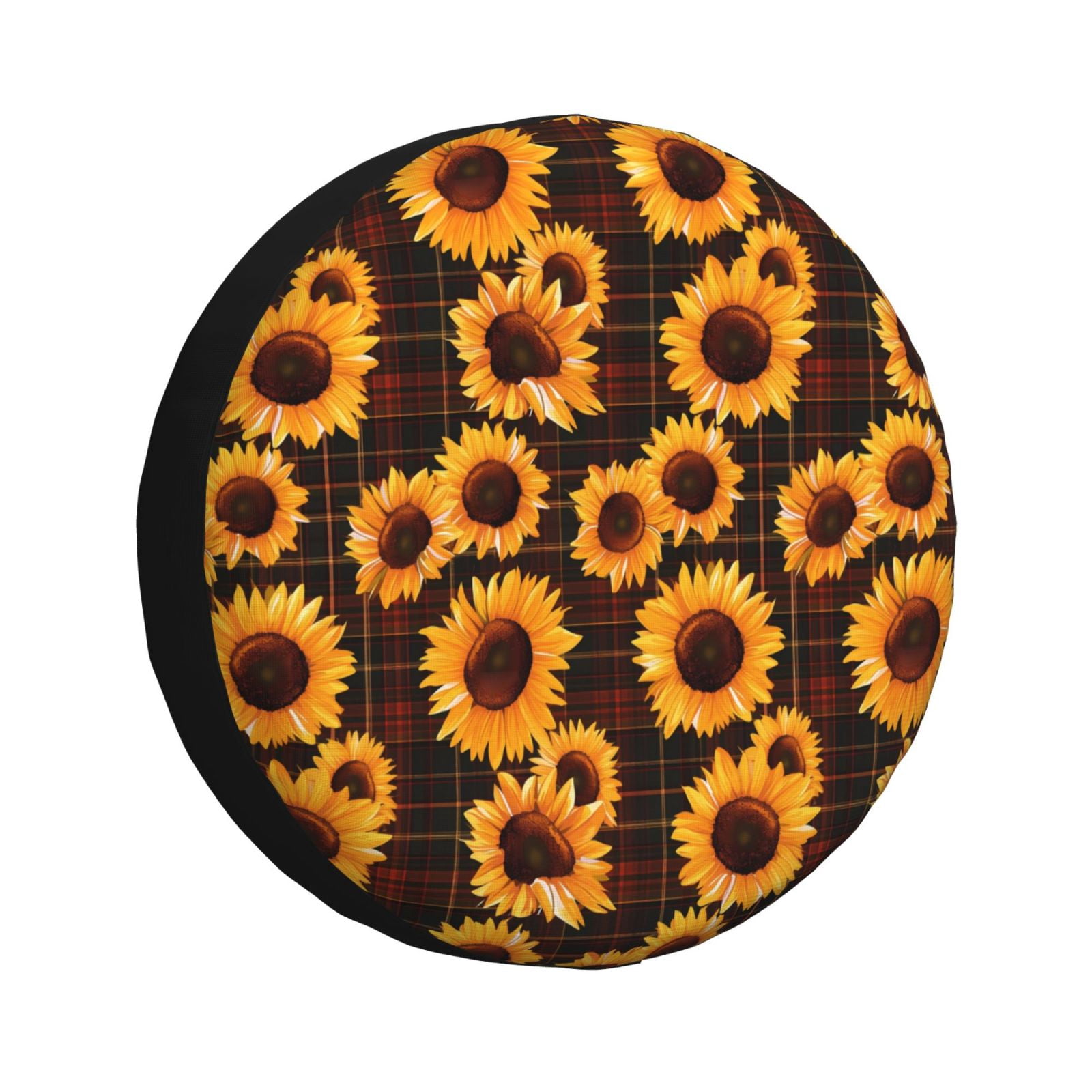 Pofeuu Red Black Plaid Sunflower Print Spare Tire Wheel Cover for Car ...